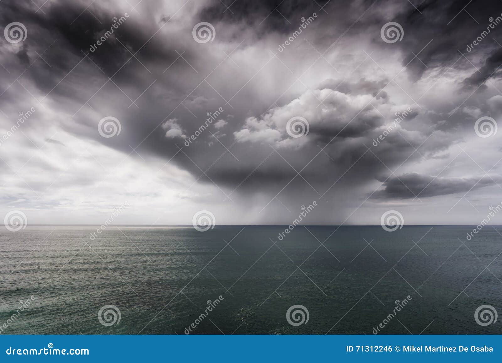 Rain and Stormy Cloud Over Sea Stock Photo - Image of ocean, pouring ...