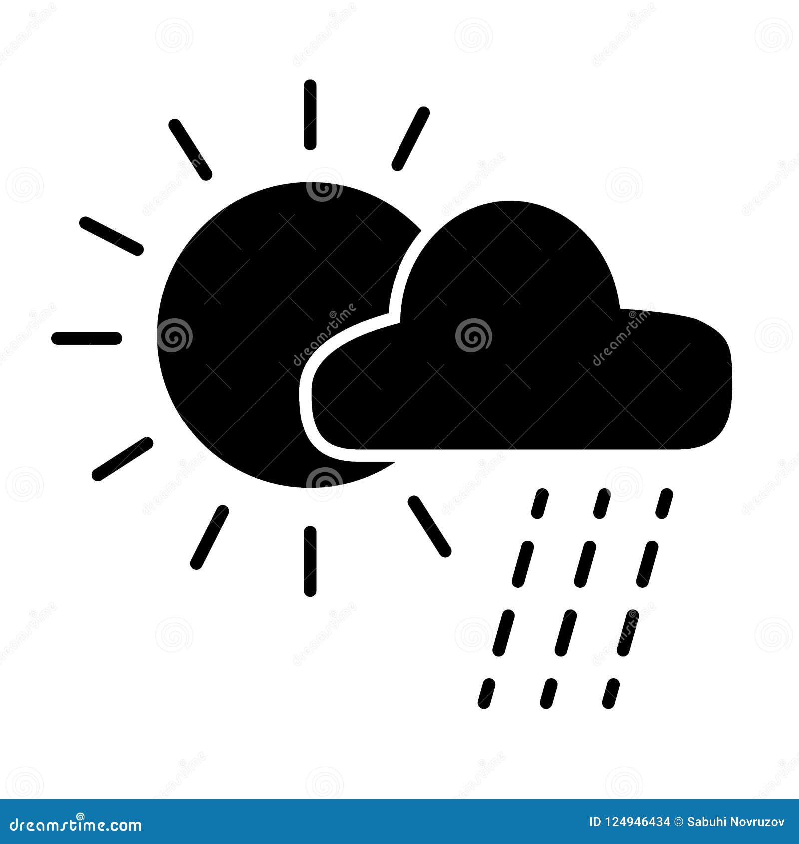 Rain and Sun Solid Icon. Weather Vector Illustration Isolated on White ...