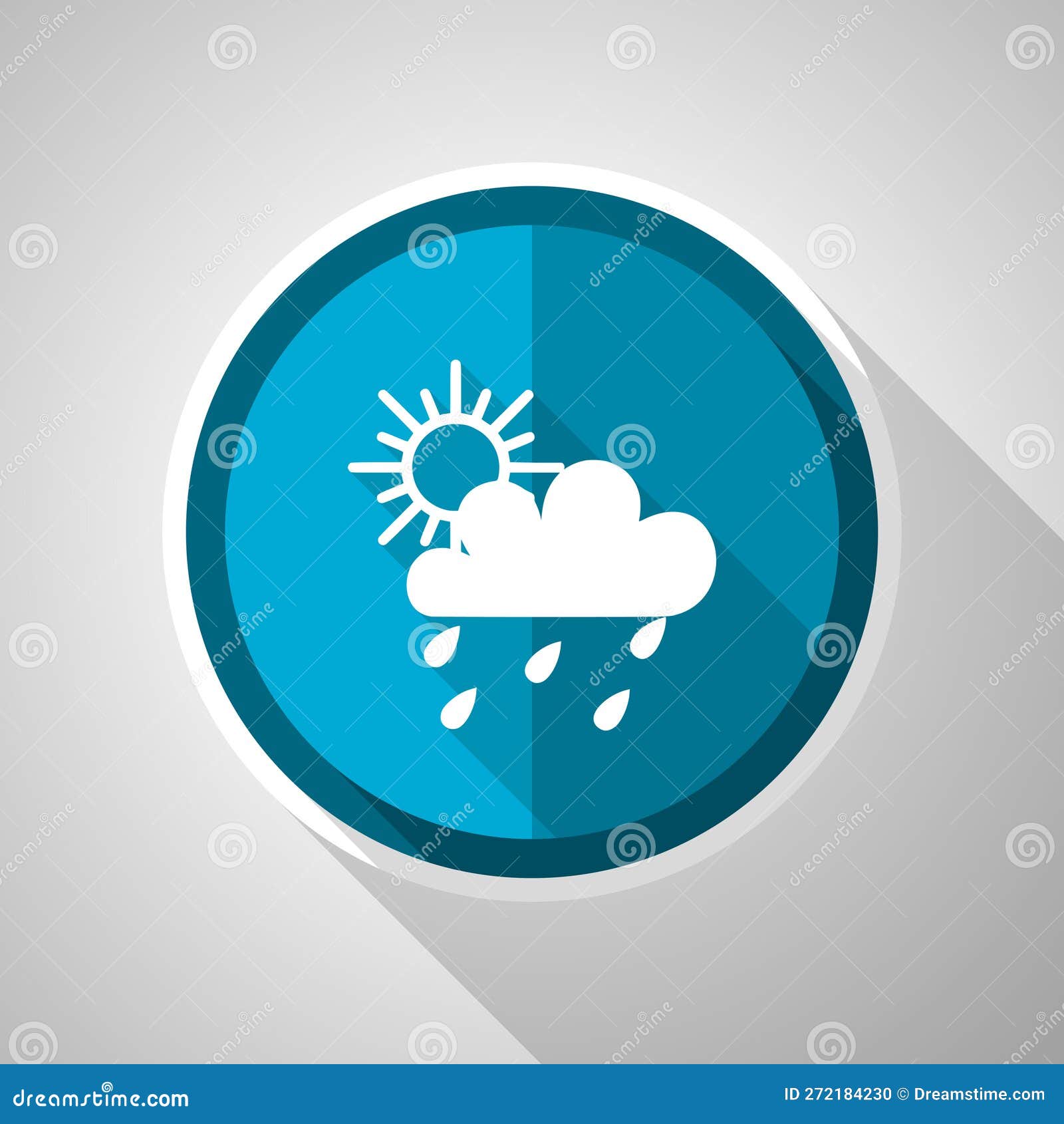 Rain Symbol, Flat Design Vector Blue Icon with Long Shadow Stock ...