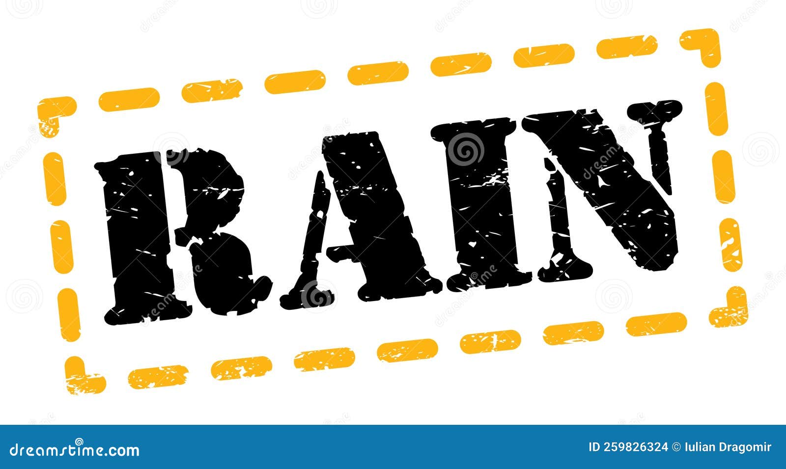 RAIN Text Written on Yellow-black Stamp Sign Stock Illustration ...
