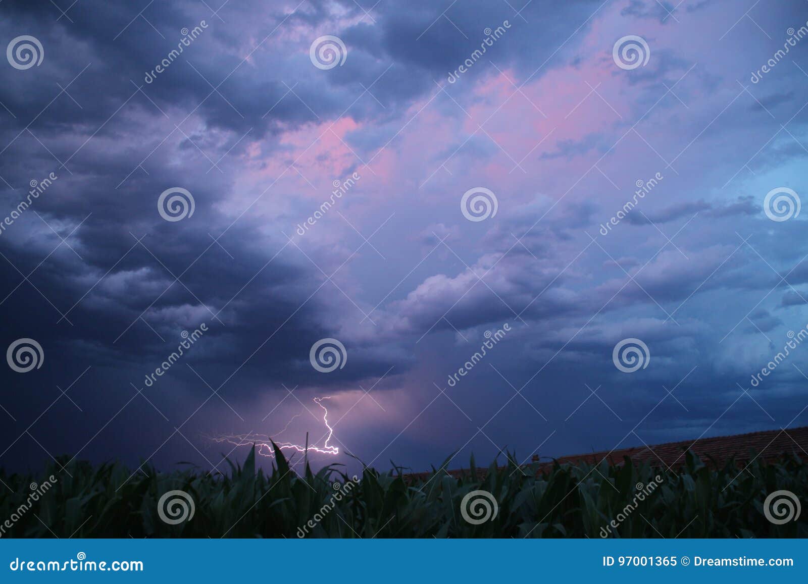 After the Rain, There is Still Lightning in the Distance Stock Image ...