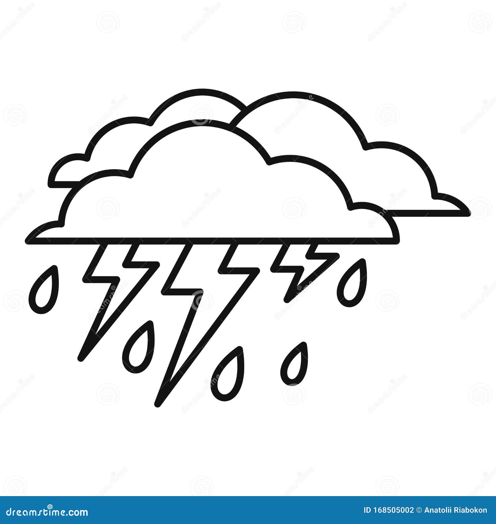Rain Thunderstorm Icon, Outline Style Stock Vector - Illustration of ...