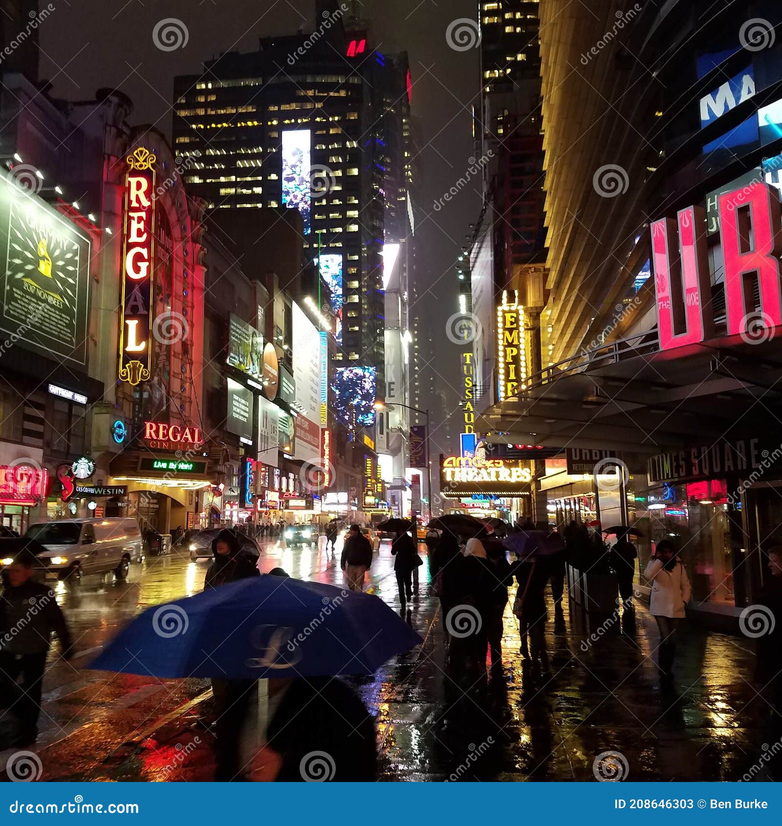 Rain in Times Square editorial stock photo. Image of infrastructure ...