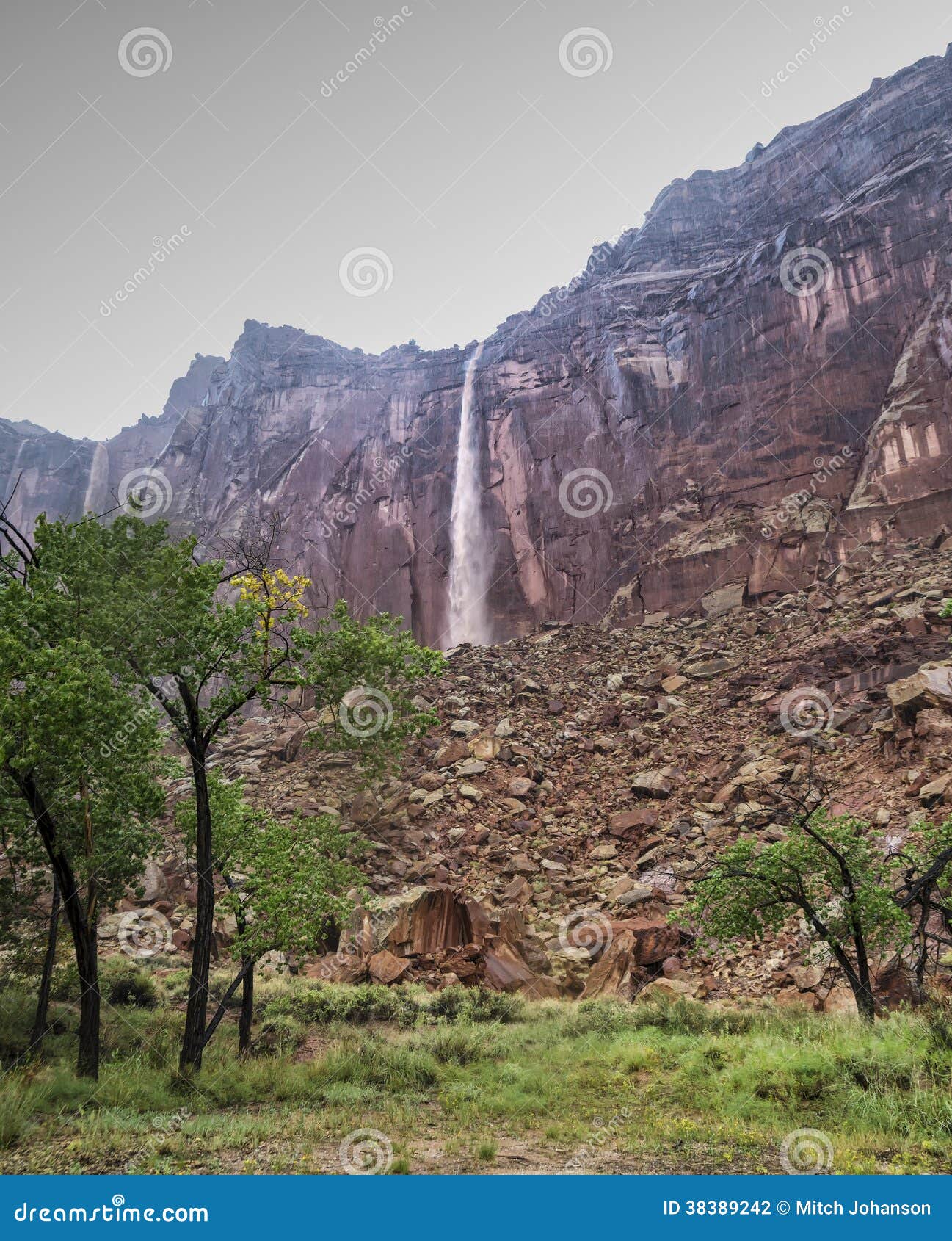 Through the Rain To the Waterfall Stock Photo - Image of park ...