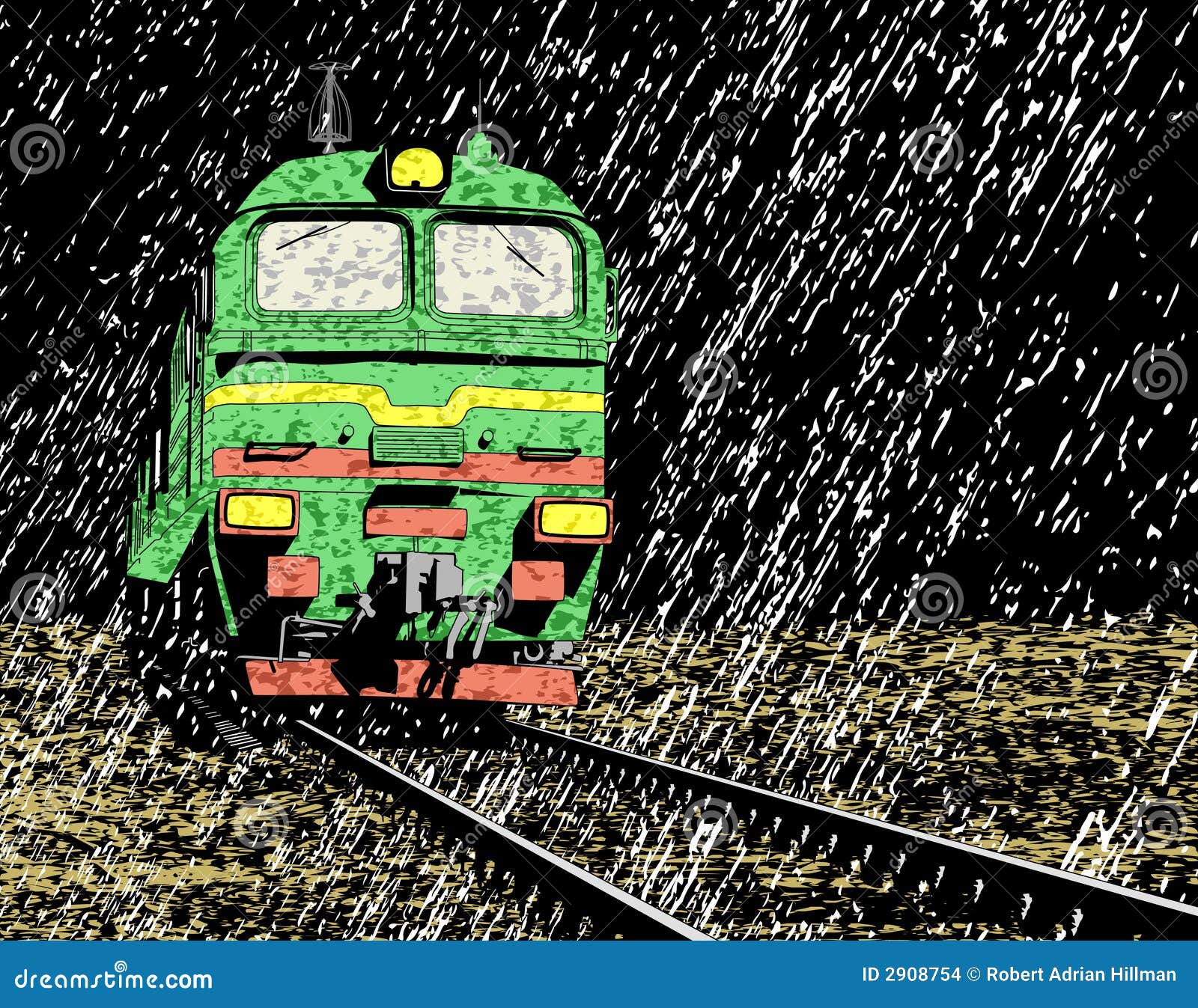 Rain train stock vector. Illustration of rail, sleet, train - 2908754