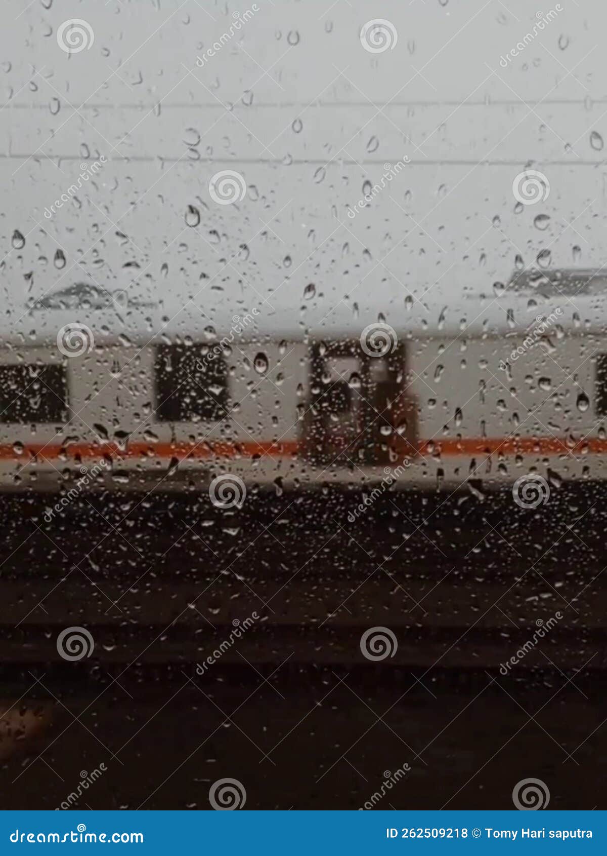Rain in the Train Windows Clouds Traveller Indonesia Stock Photo ...