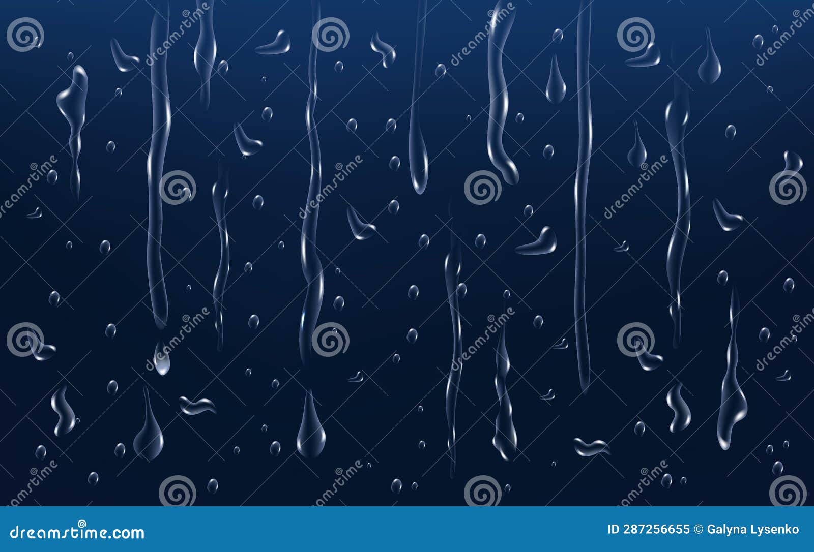 Rain Transparent Drops Flow Down the Glass.Realistic Wet Condensation ...