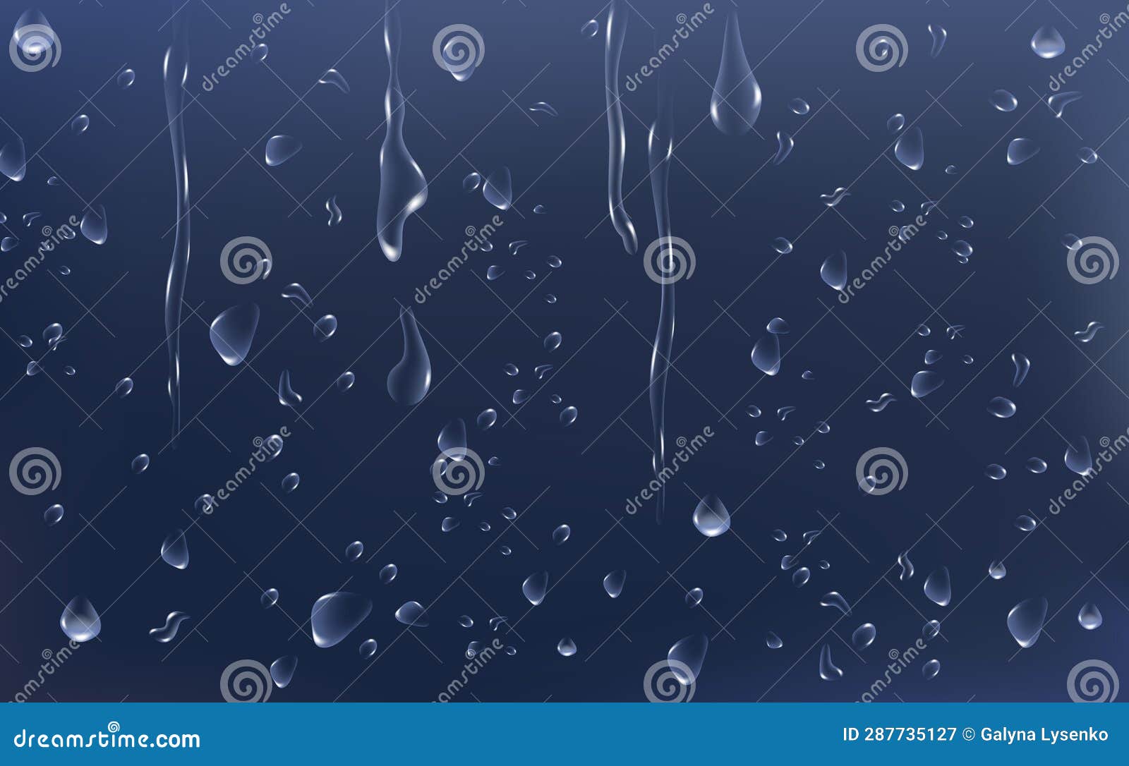 Rain Transparent Drops Flow Down the Glass.Realistic Wet Condensation ...
