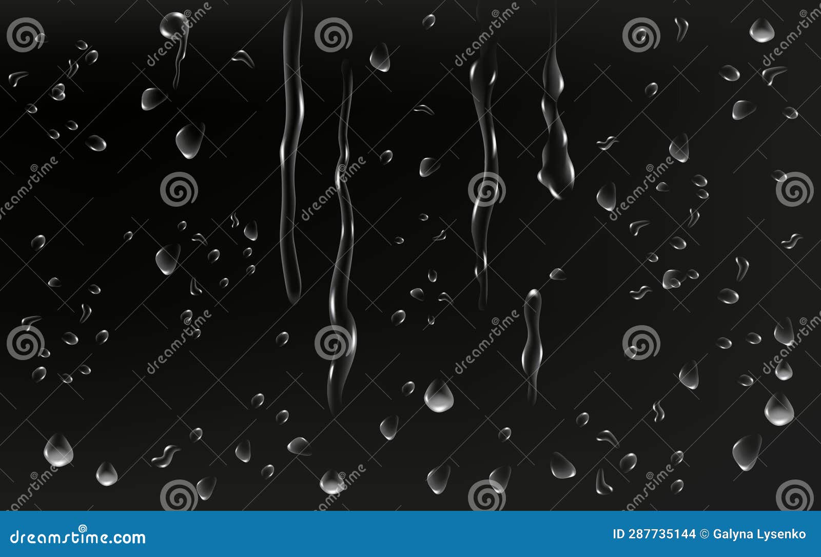Rain Transparent Drops Flow Down the Glass.Realistic Wet Condensation ...