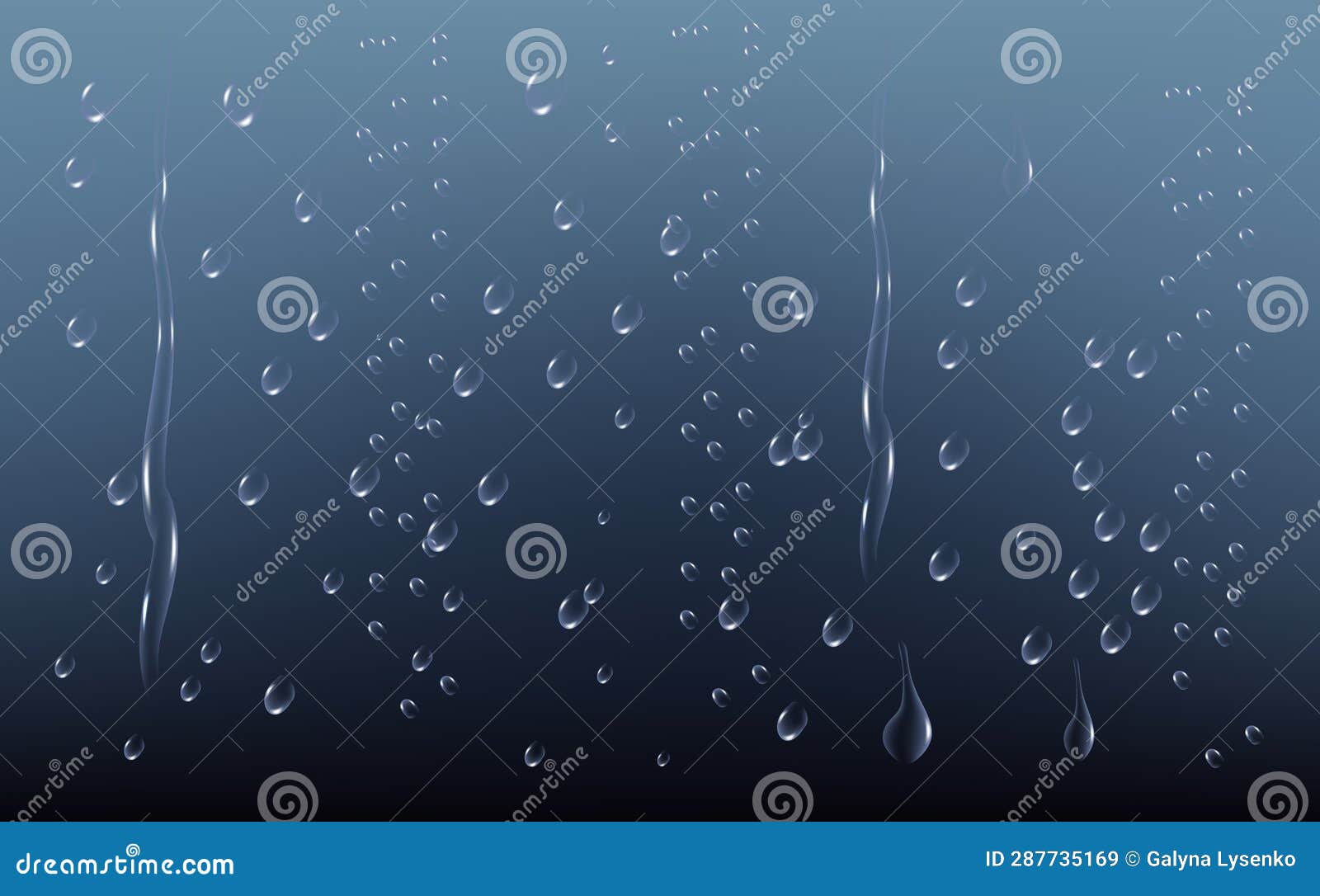 Rain Transparent Drops Flow Down the Glass.Realistic Wet Condensation ...