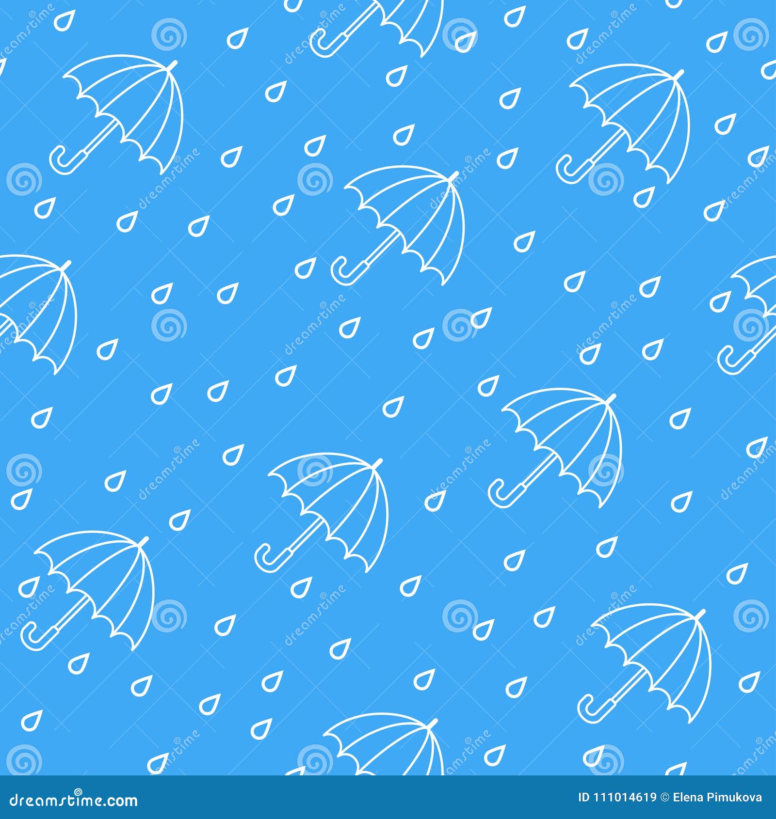 Rain And Umbrellas Seamless Pattern Vector Hand Drawn Doodle Cartoon