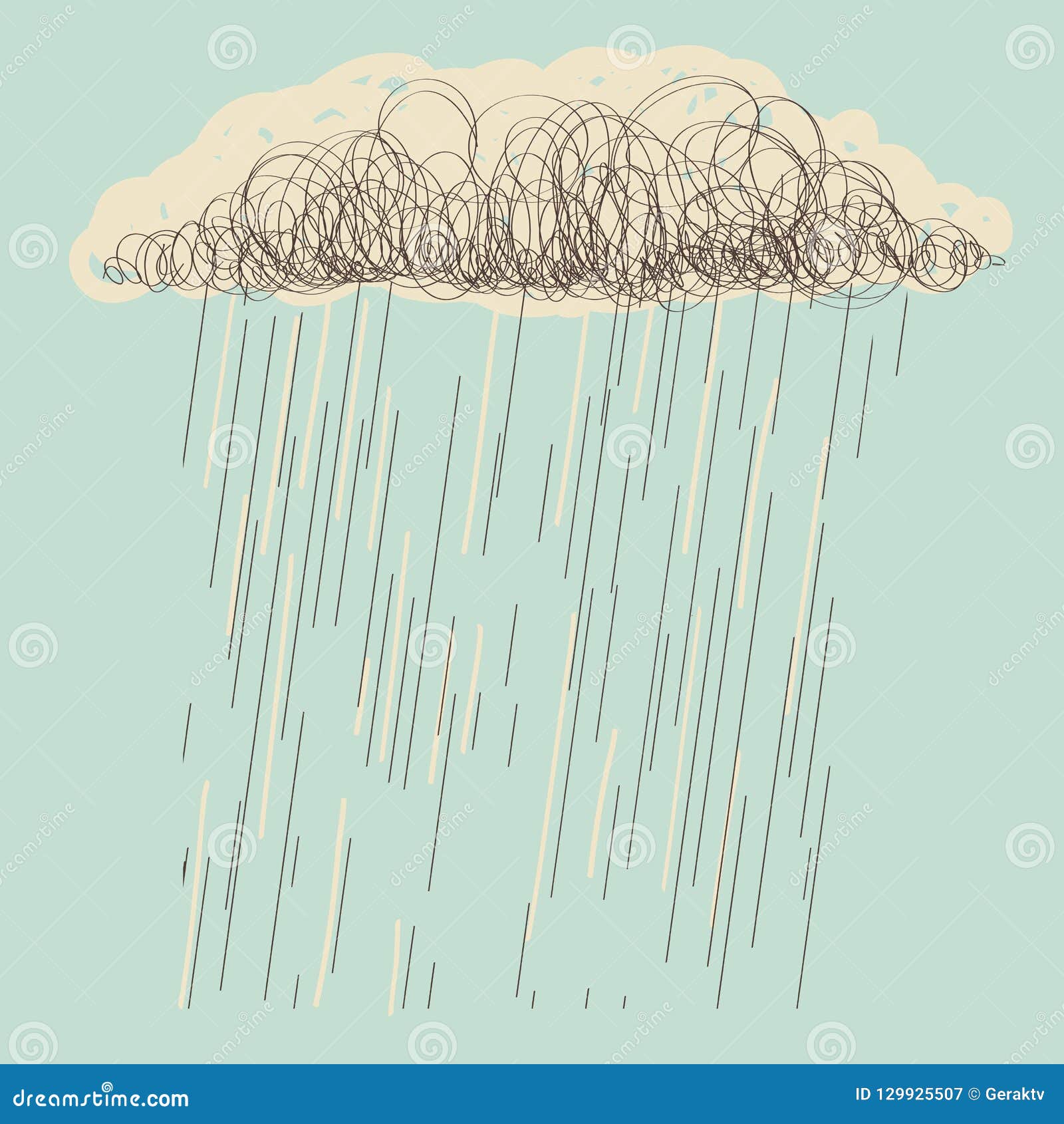Rain Vector Pattern. Rainy Season Background In Simple Flat Style With ...
