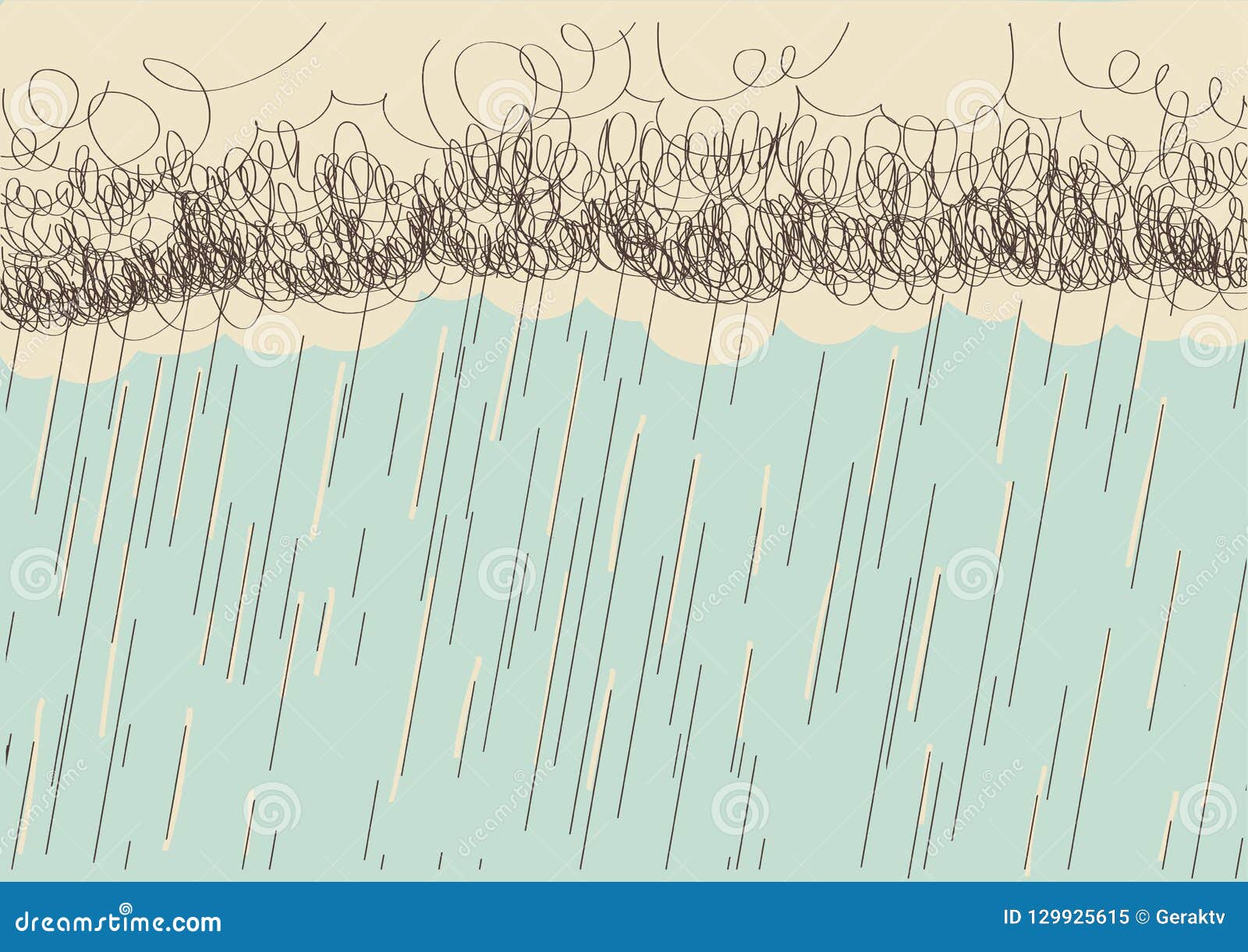 Rain.Vector Hand Drawn Image with Dark Clouds Stock Vector ...