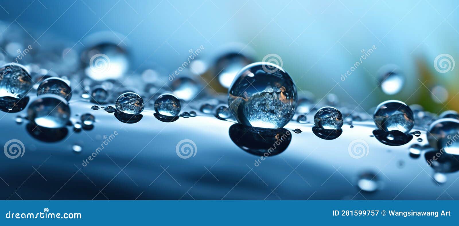 Rain Water on Blue Soft Background, AI Generated Image Stock Image ...