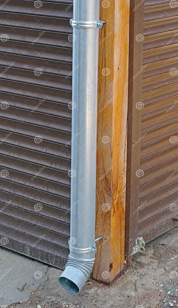 Rain Water Draining Gutter Downpipe Stock Photo - Image of drain, pipe ...