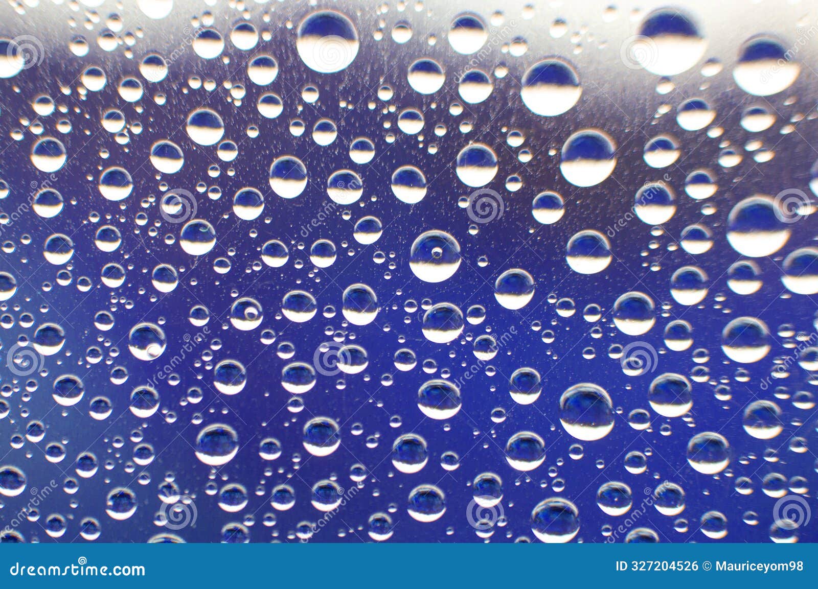 Rain Water Droplets with Blue Ocean Color Background. Stock Photo ...