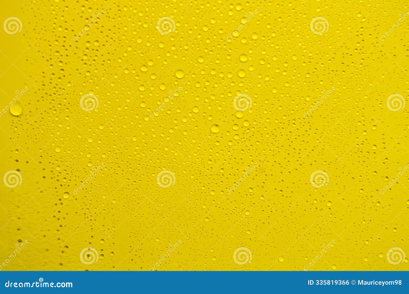 Rain Water Droplets on Yellow Cover Background. Water Droplets and ...