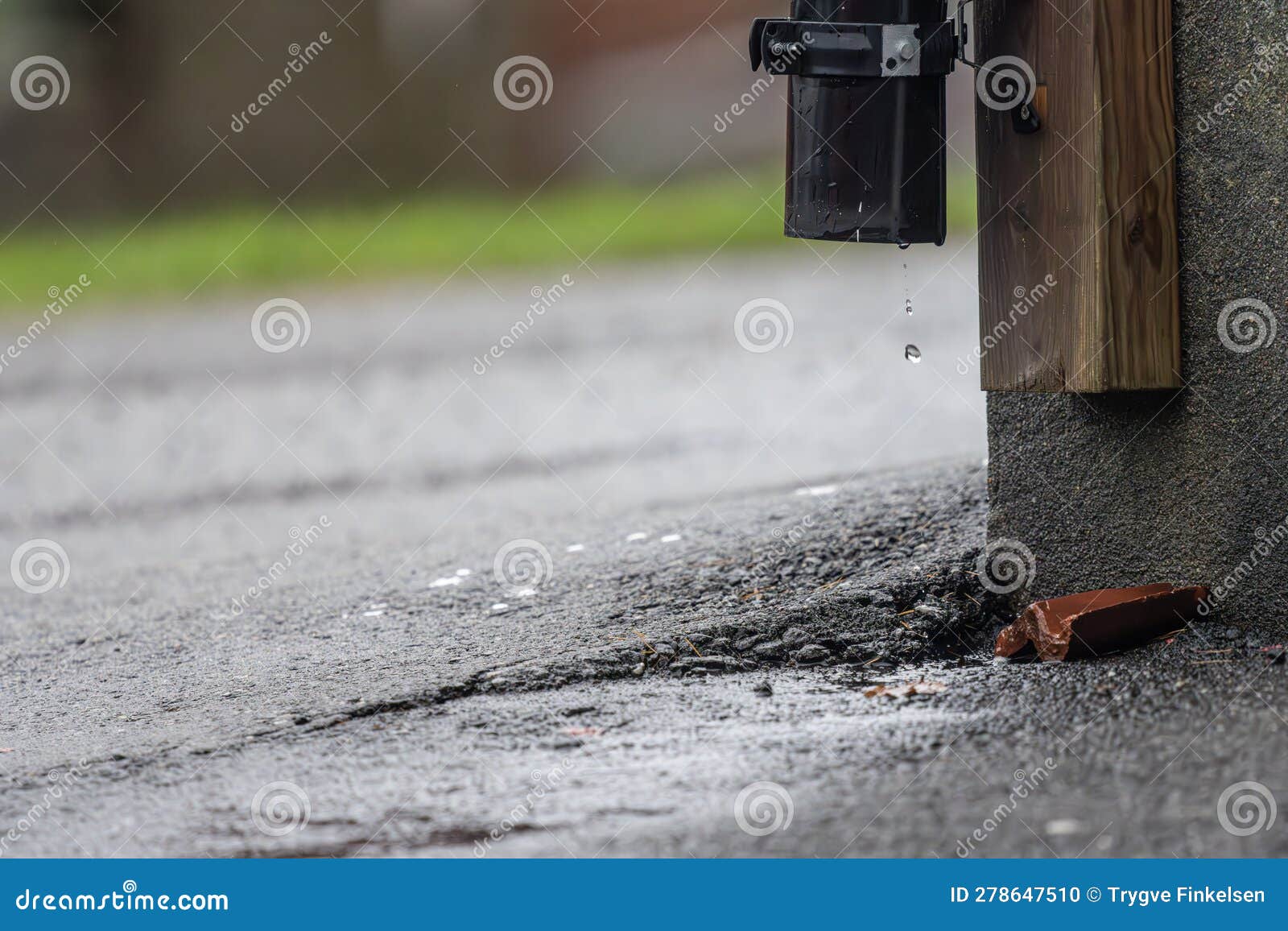Rain Water Dropping from a Pipe on a Wall.. Stock Photo - Image of ...
