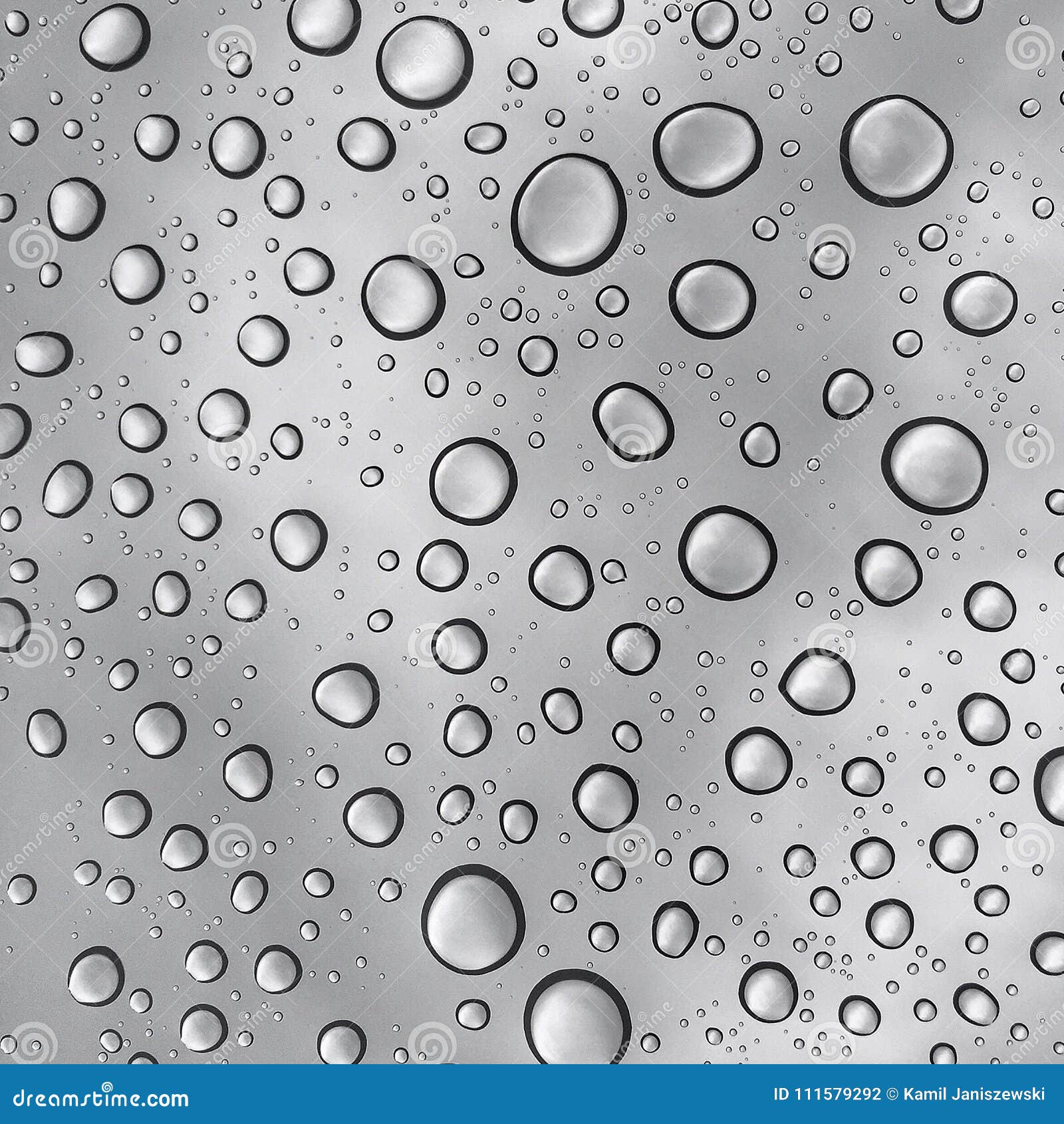 Rain water drops on grey stock photo. Image of raining - 111579292