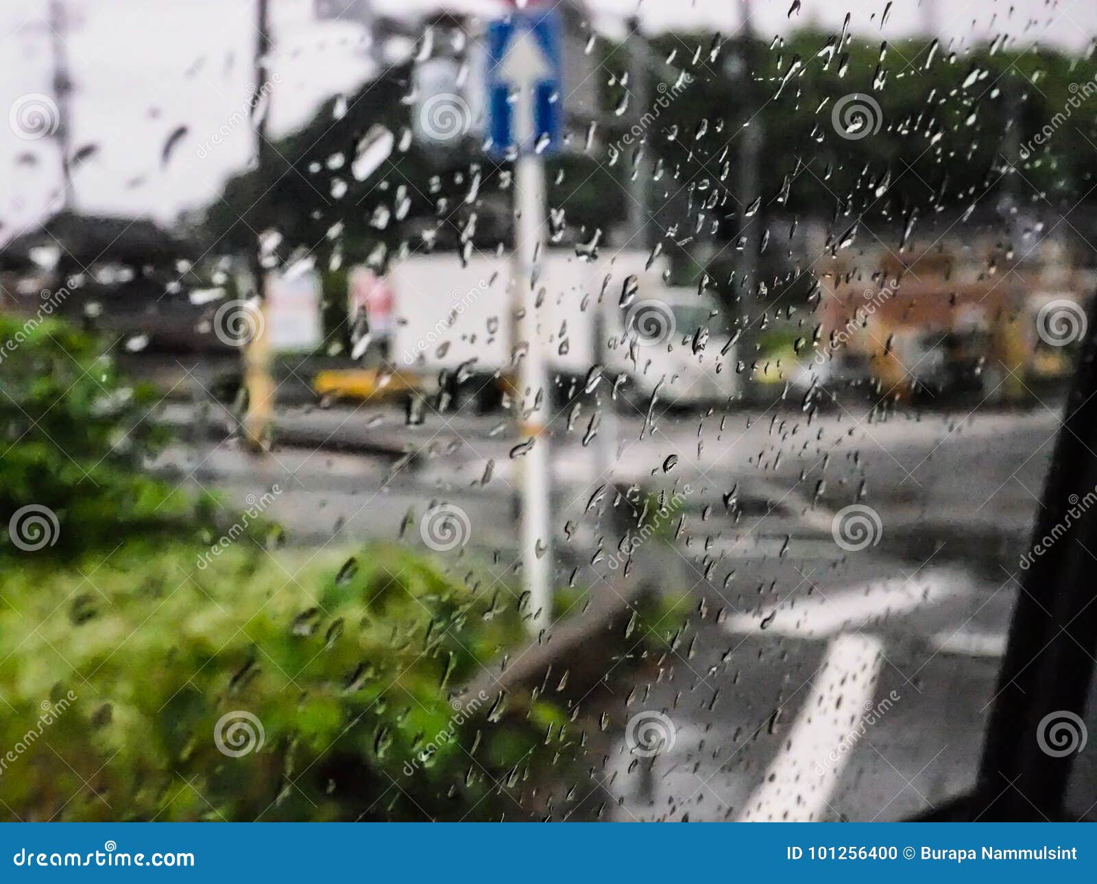 Rain Water Drops on Mirror. Stock Photo - Image of water, windshield ...