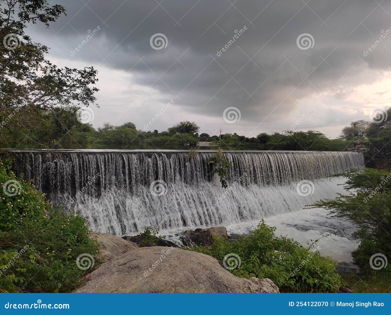 Rain Water in Pond of India Stock Photo - Image of handmade, bridge ...