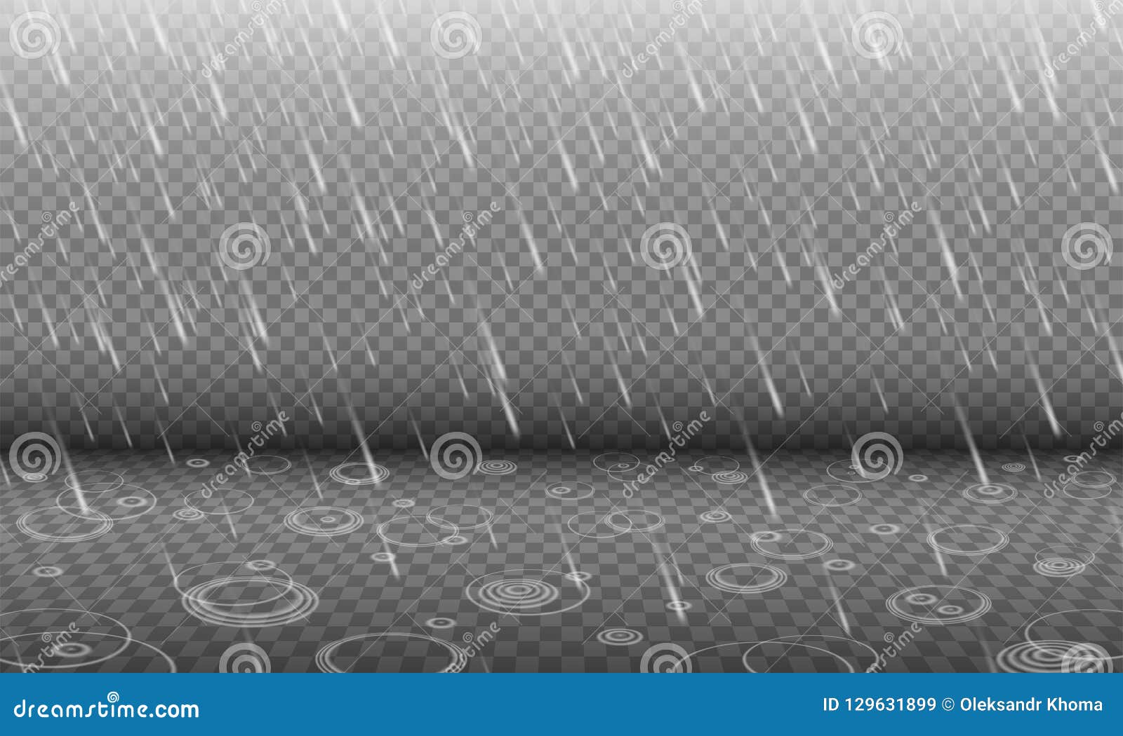Rain with Water Ripples 3D Effect Isolated Stock Vector - Illustration ...