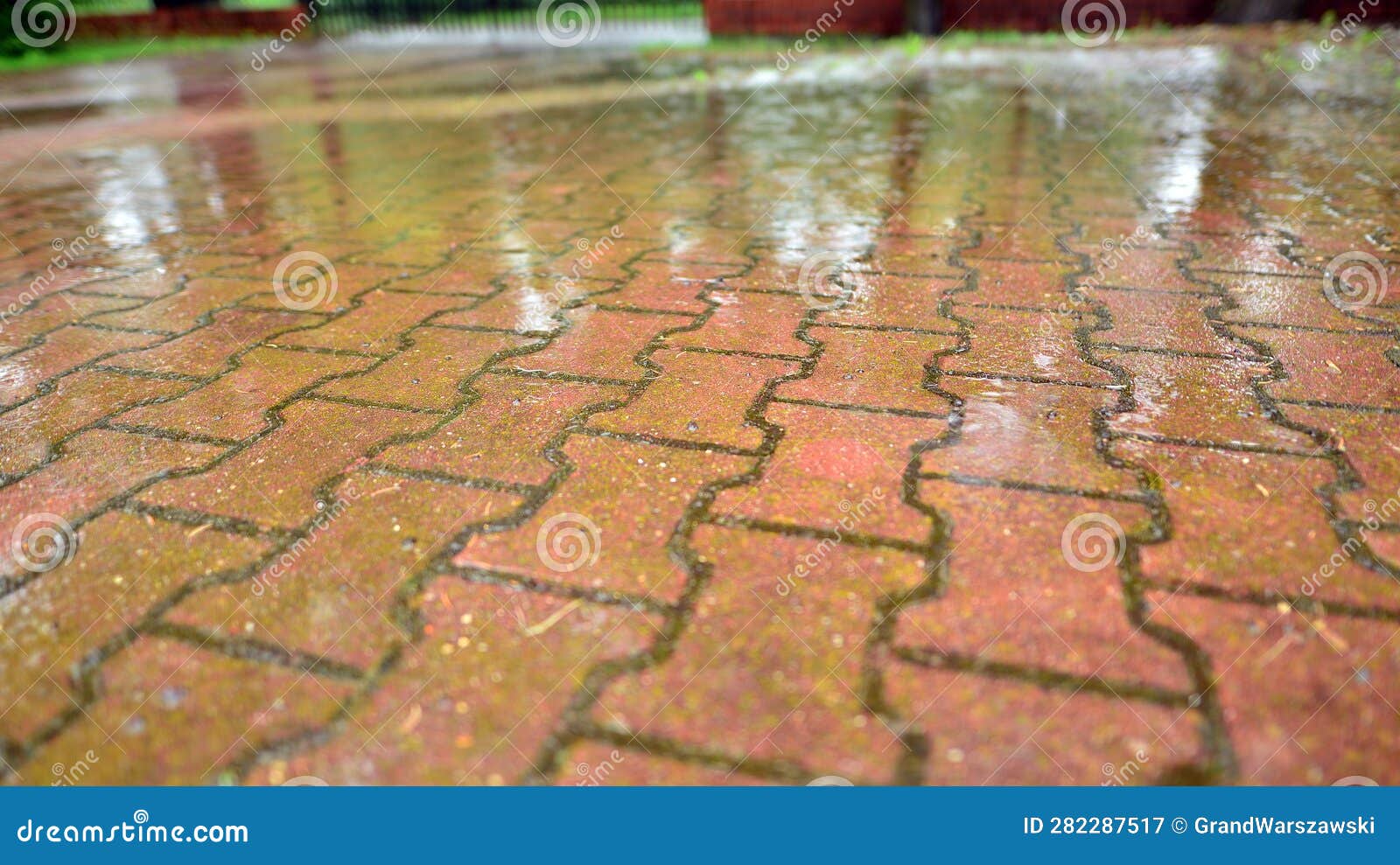 Drops of Heavy Rain on Sidewalk Surface. Stock Image - Image of walkway ...
