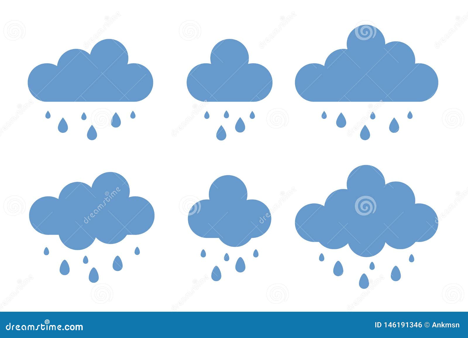Rain Weather Icon Set. Cloud Vector in Trendy Flat Style Isolated on ...