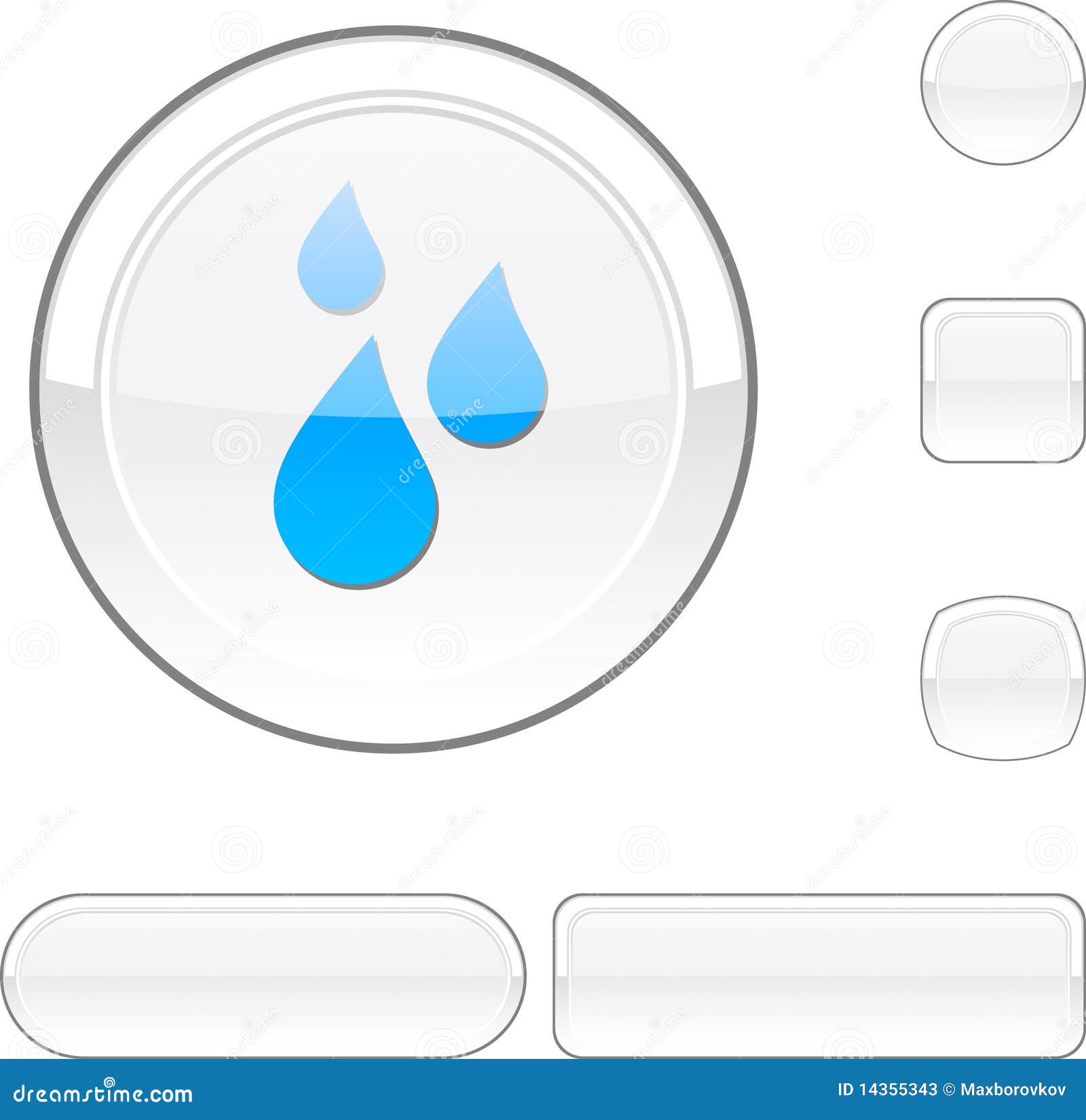 Rain white button. stock vector. Illustration of shiny - 14355343