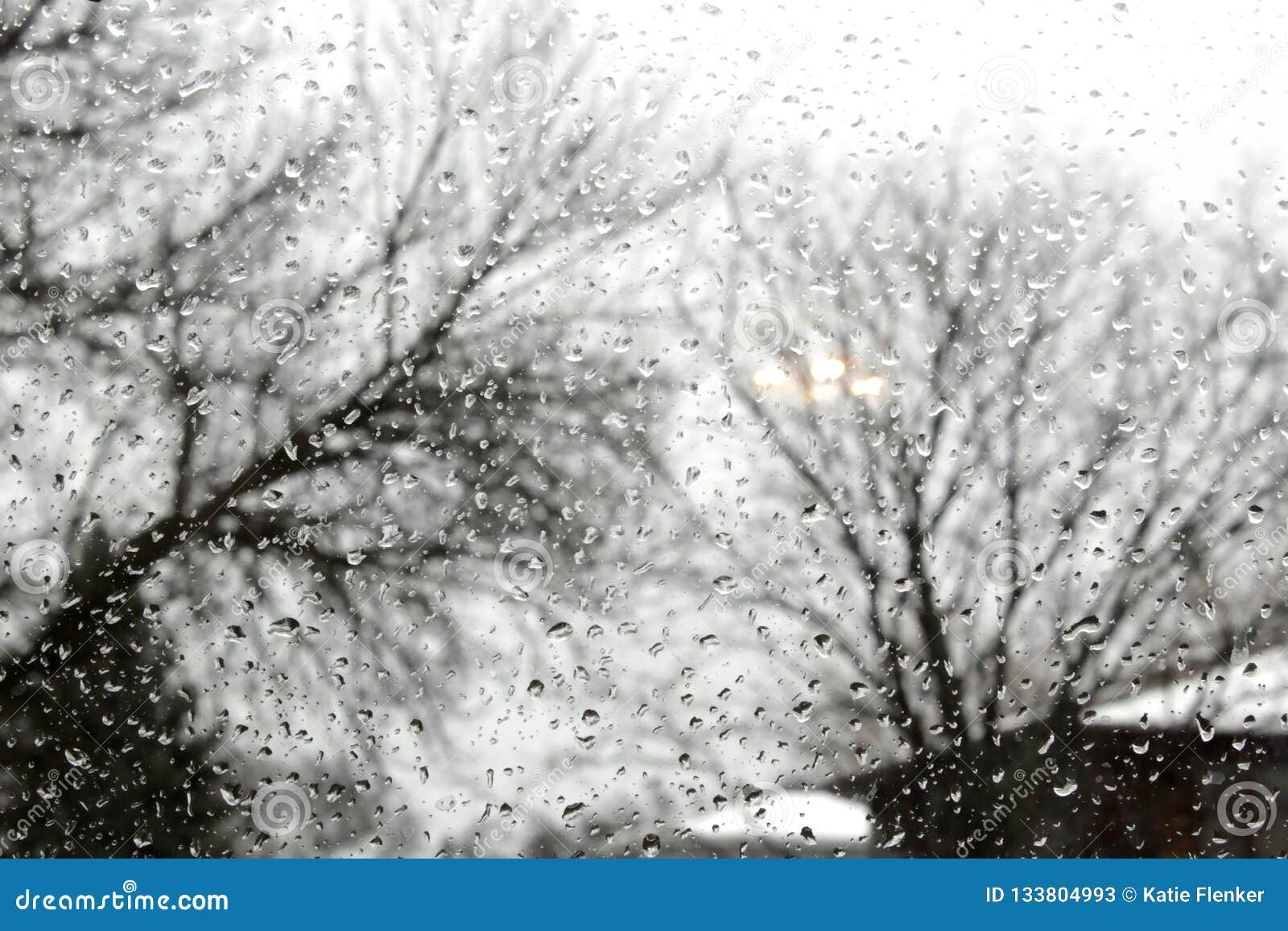 Rain on Window with Trees in Background Stock Image - Image of drops ...