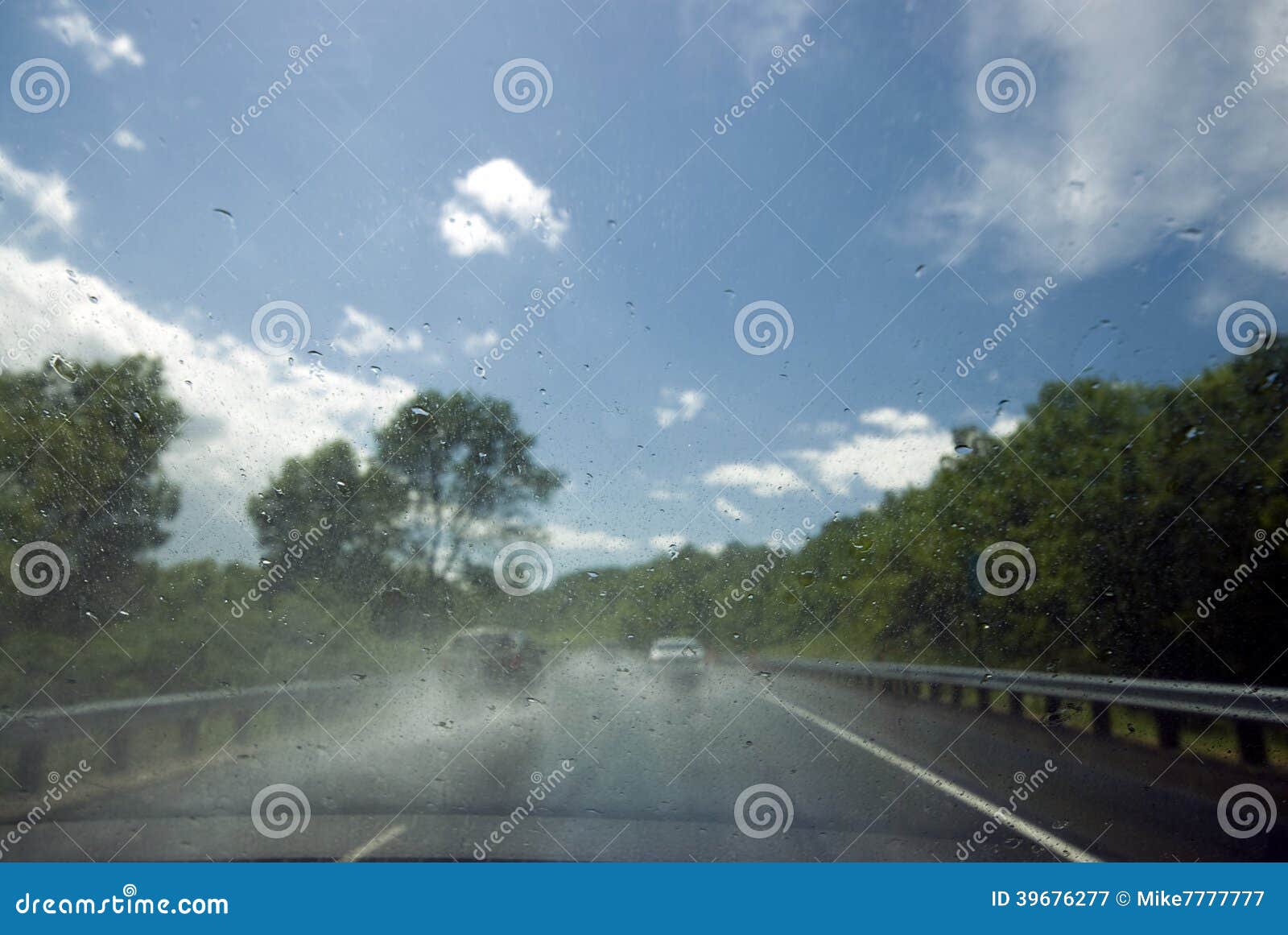 Rain on Windscreen after Rain Storm on a Sunny Day Stock Image - Image ...