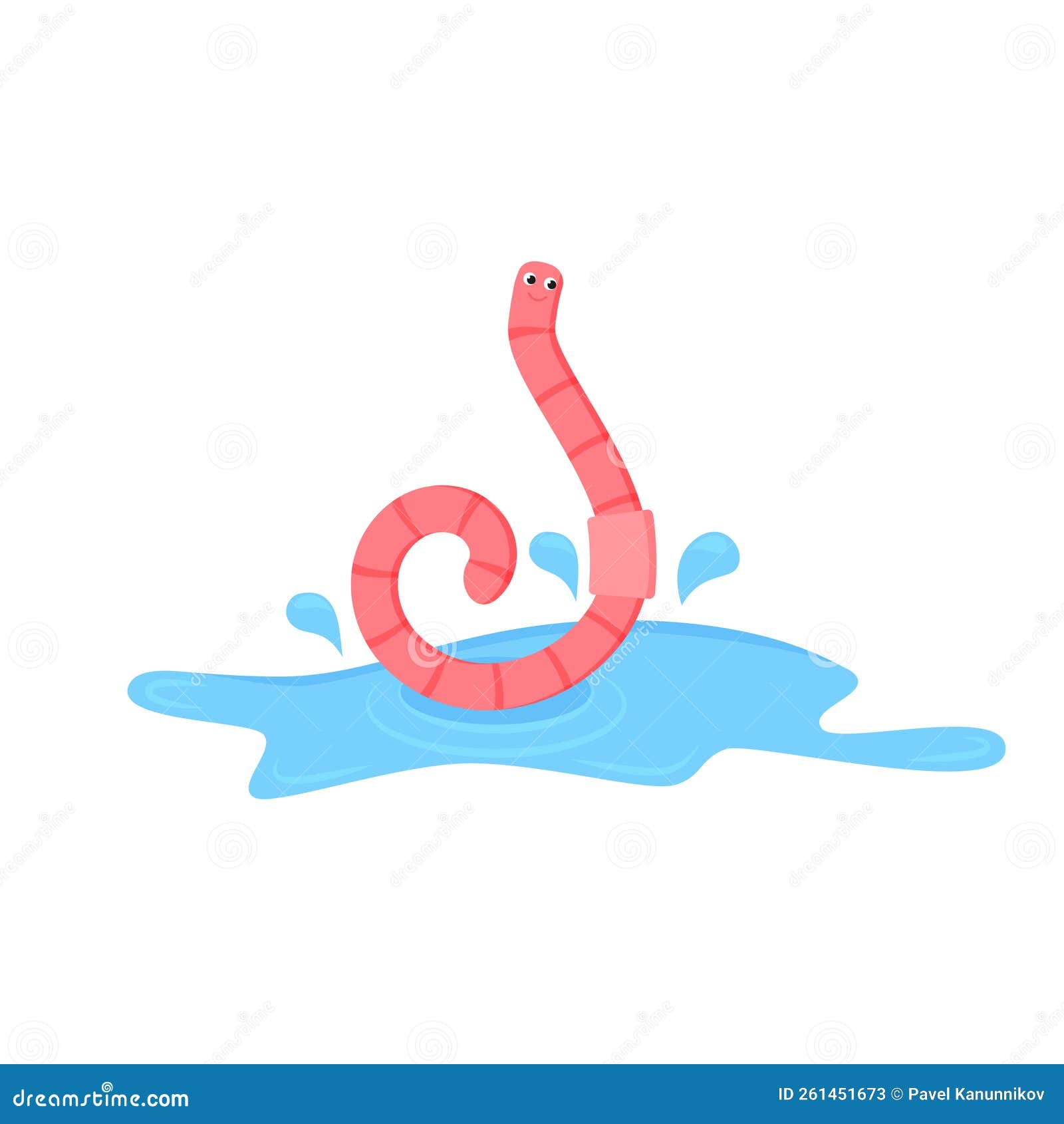 Rain Worm in the Puddle Character Stock Vector - Illustration of creep ...