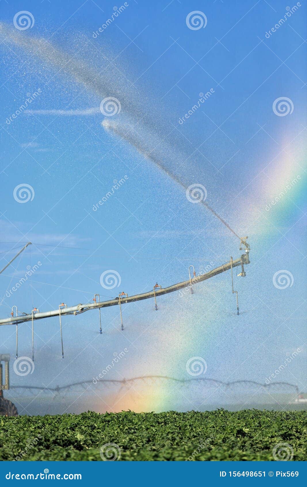 A Rainbow Formed by the Mist from an Agricultural Sprinkler System ...