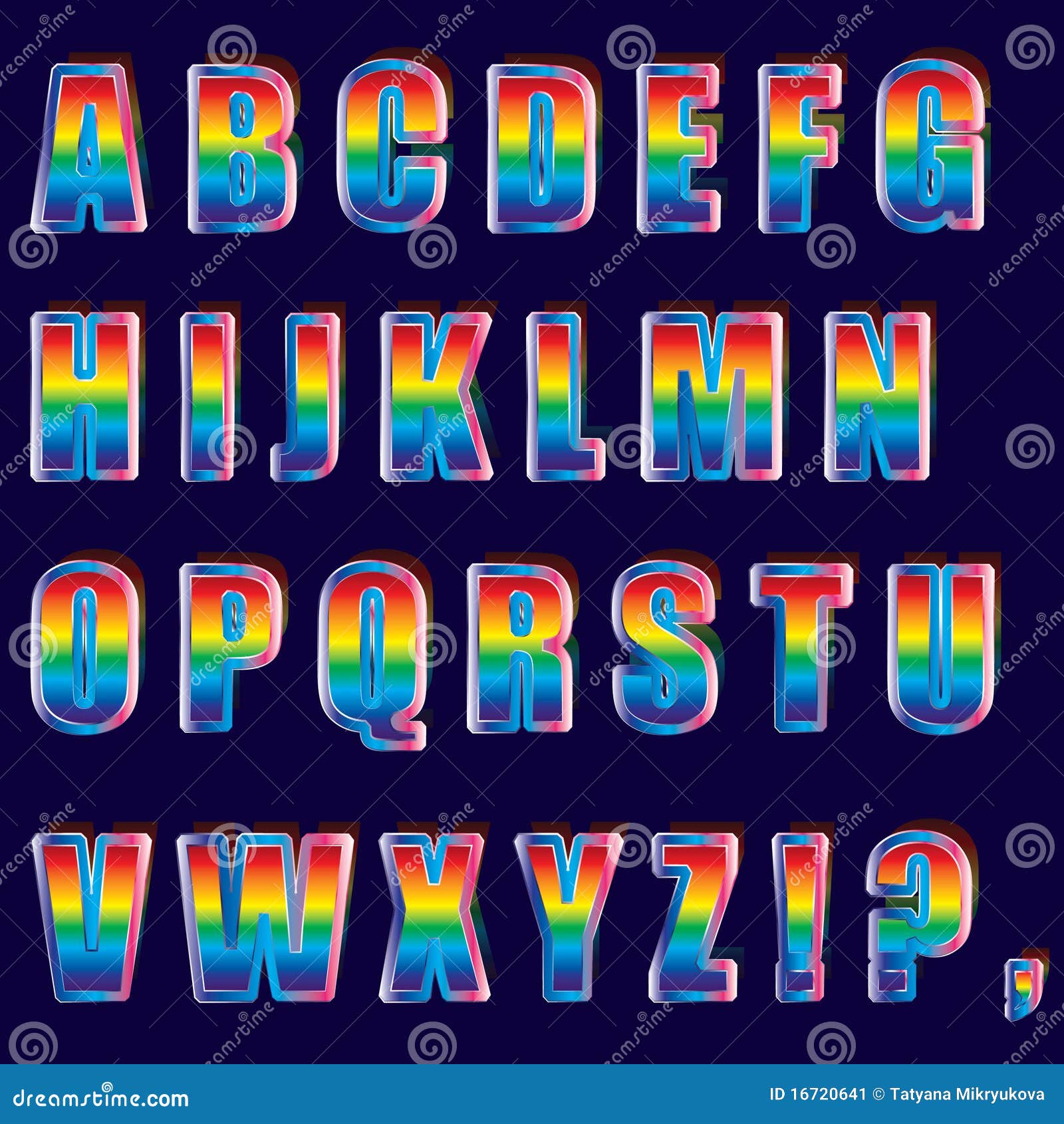 Rainbow ABC stock vector. Illustration of design, glossy - 16720641