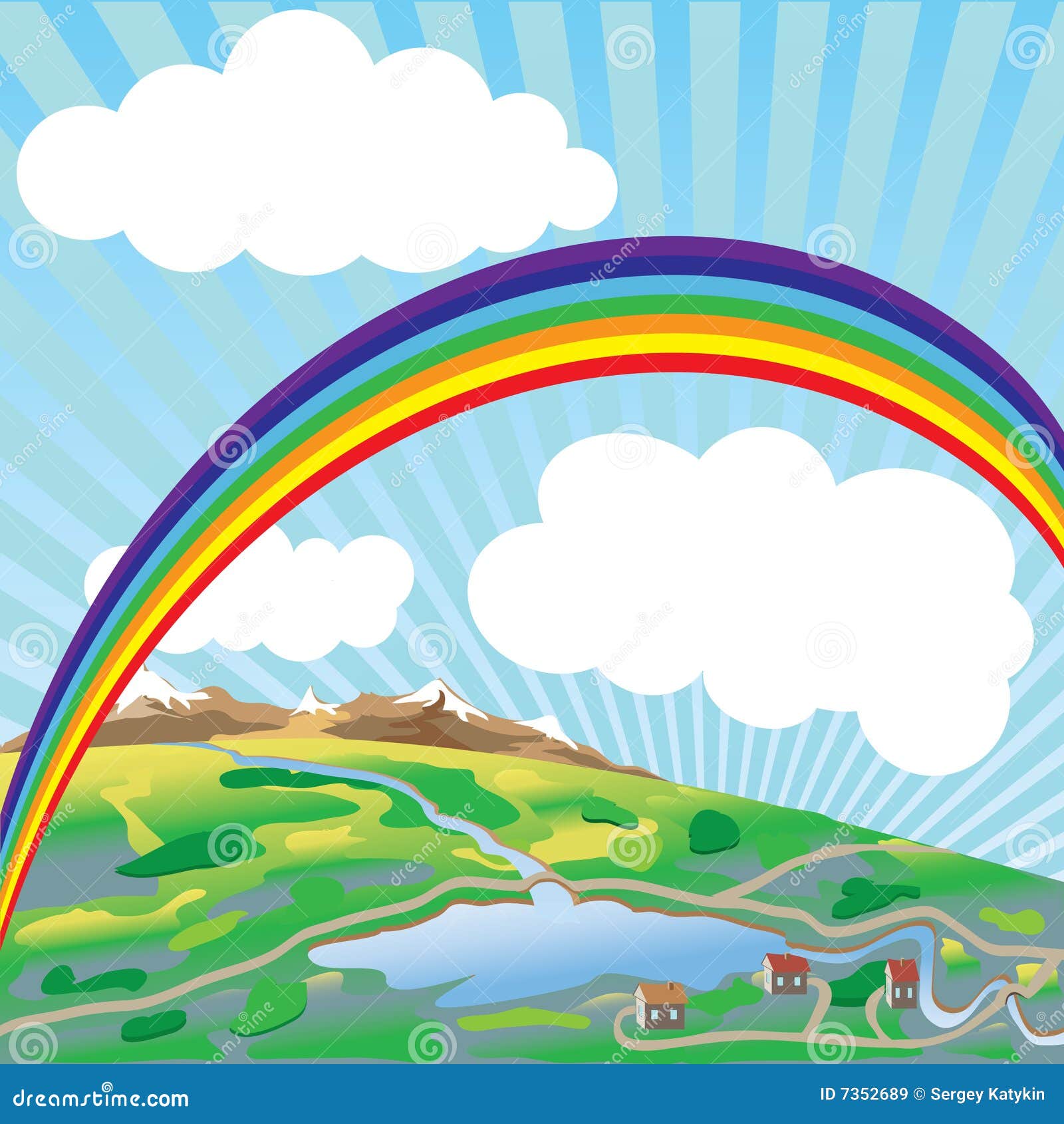 Rainbow Above Earth. Vector. Stock Vector - Illustration of field ...
