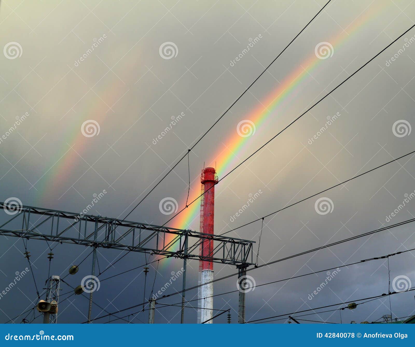 Rainbow above the railway stock photo. Image of horizontal - 42840078