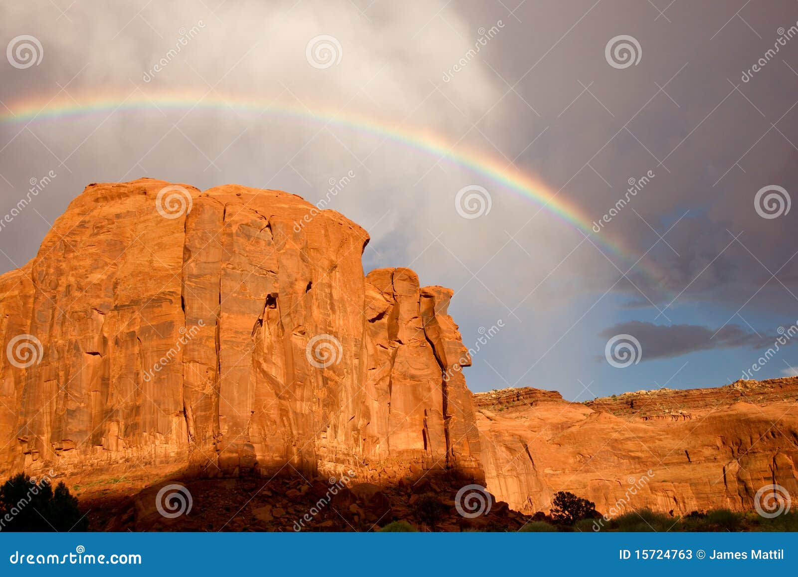 Rainbow Above Sandstone Cliff Stock Image - Image of light, double ...