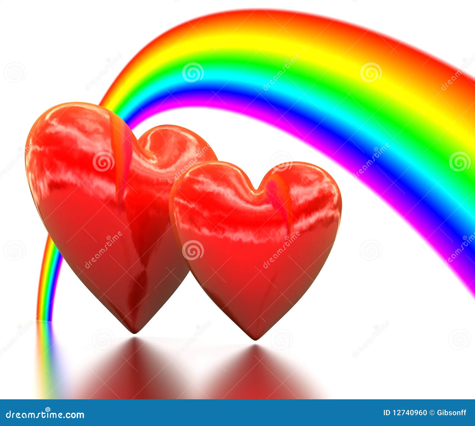 Rainbow Above a Two Bound Hearts Stock Illustration - Illustration of ...