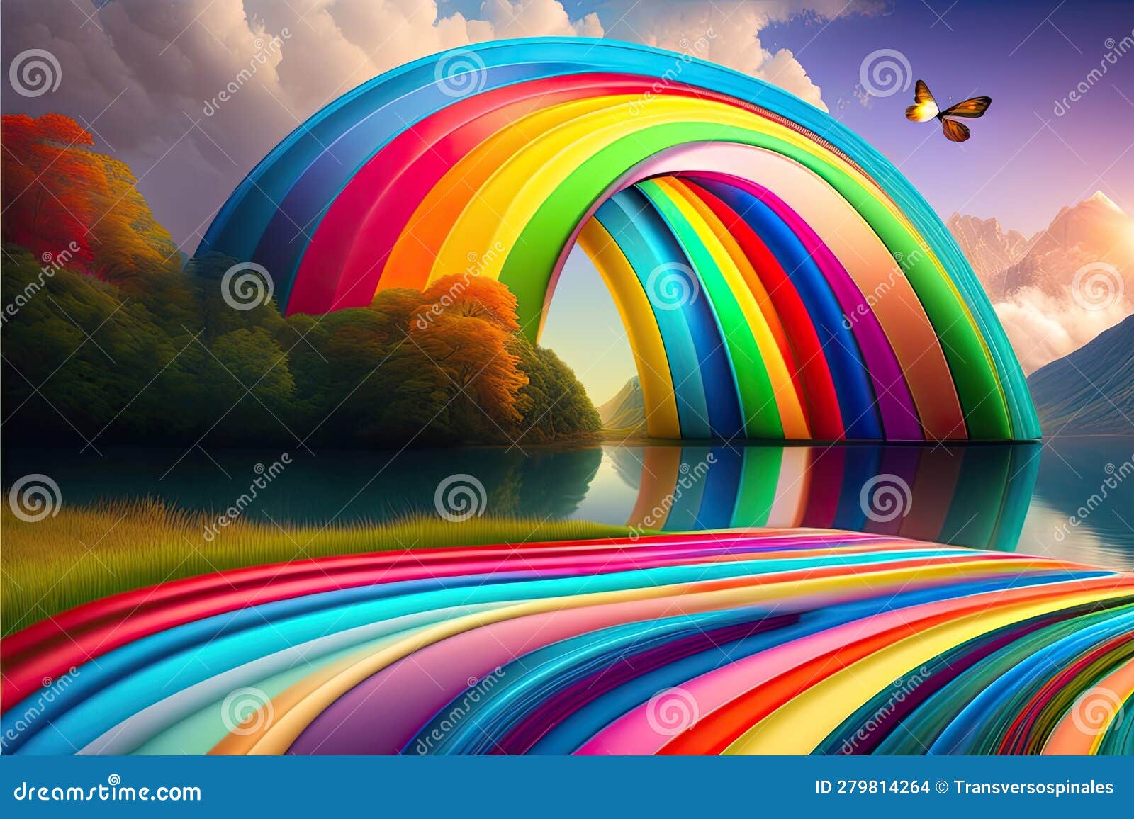 Rainbow Abstract Generative AI Design Illustration Stock Illustration ...