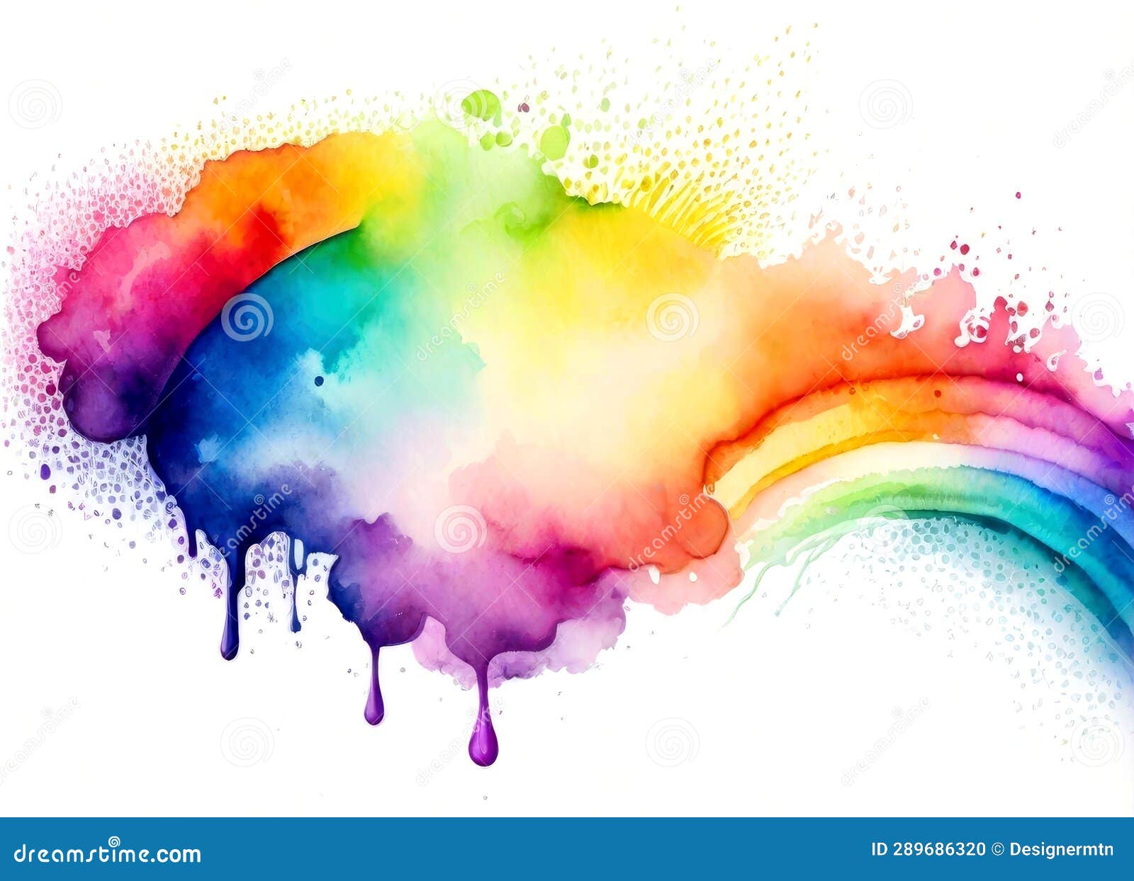Rainbow Abstract Watercolor Paint Texture and White Background Stock ...