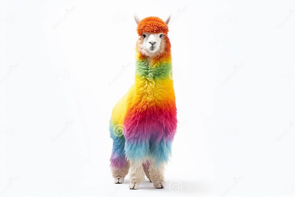 Rainbow alpaca stock image. Illustration of animal, inclusion - 280018723
