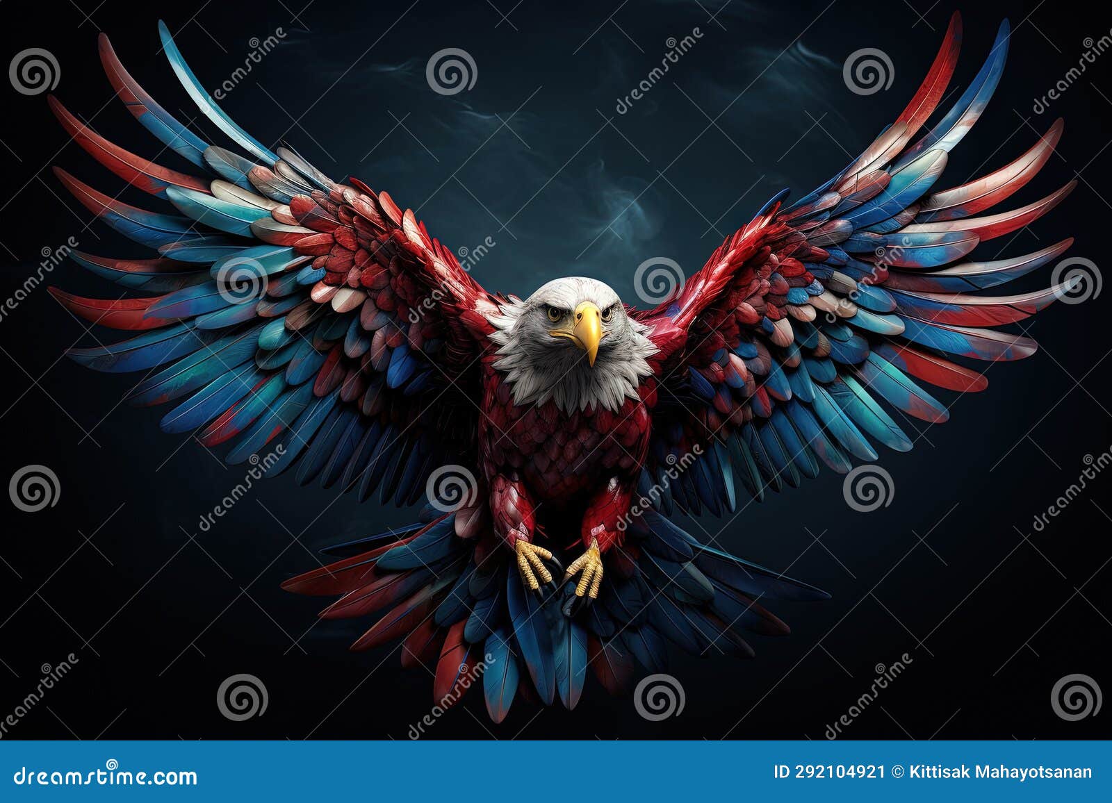 Rainbow American Eagle Portrait, Panoramic Layout. Generative Ai Stock ...