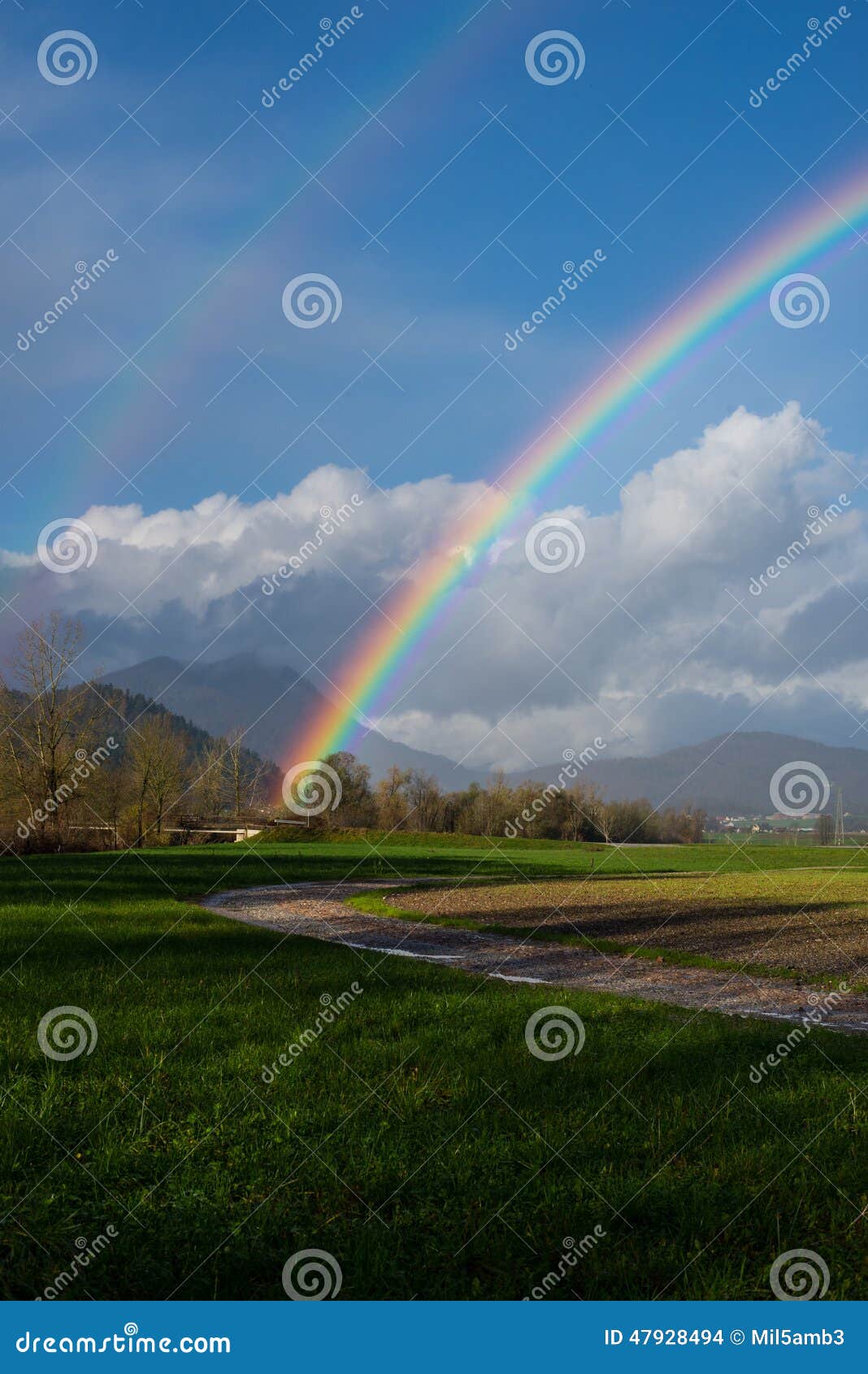 Rainbow Arch after the Autumn Rain Stock Photo - Image of grass ...