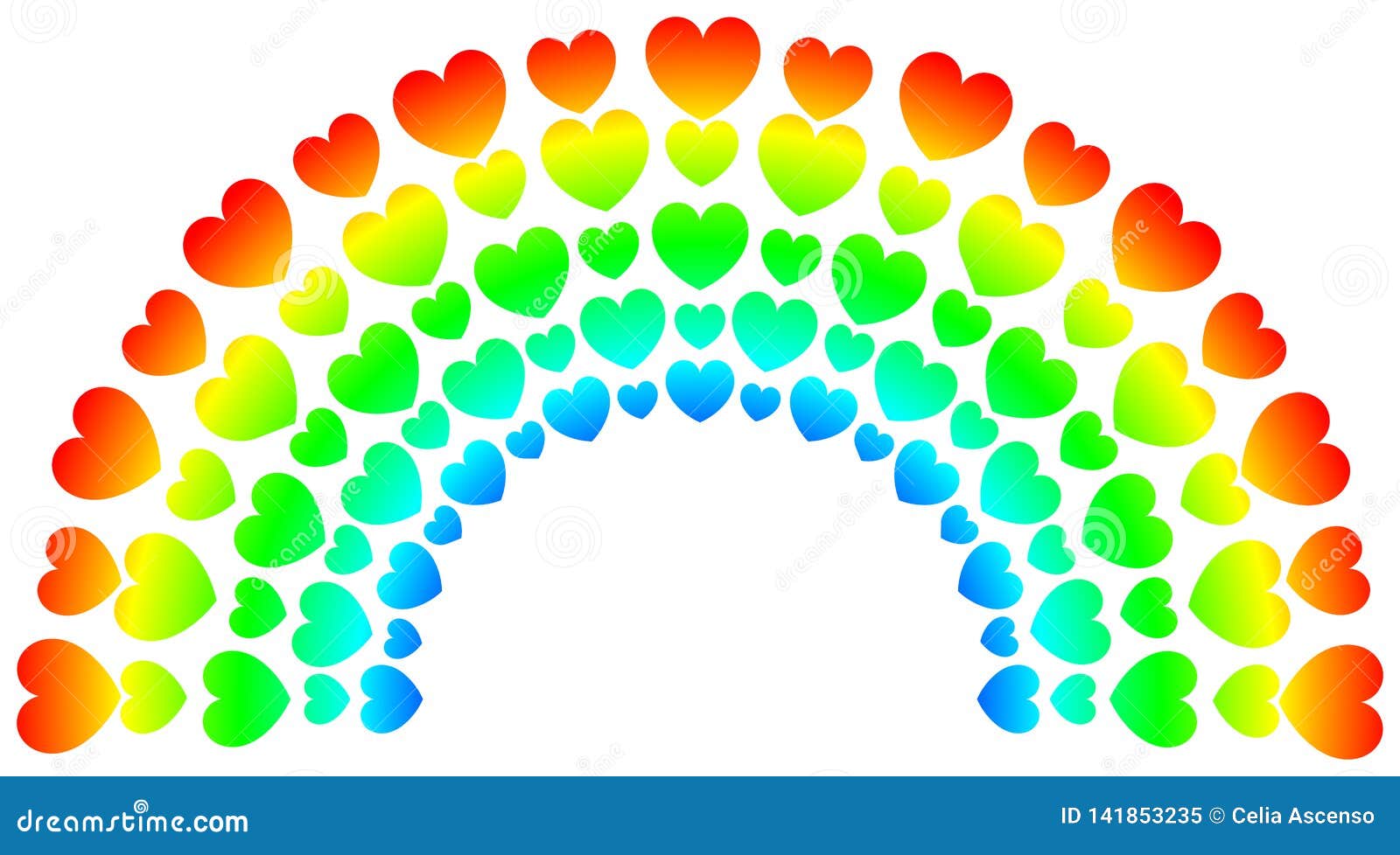 Rainbow Arch Heart Frame Border Stock Illustration - Illustration of ...