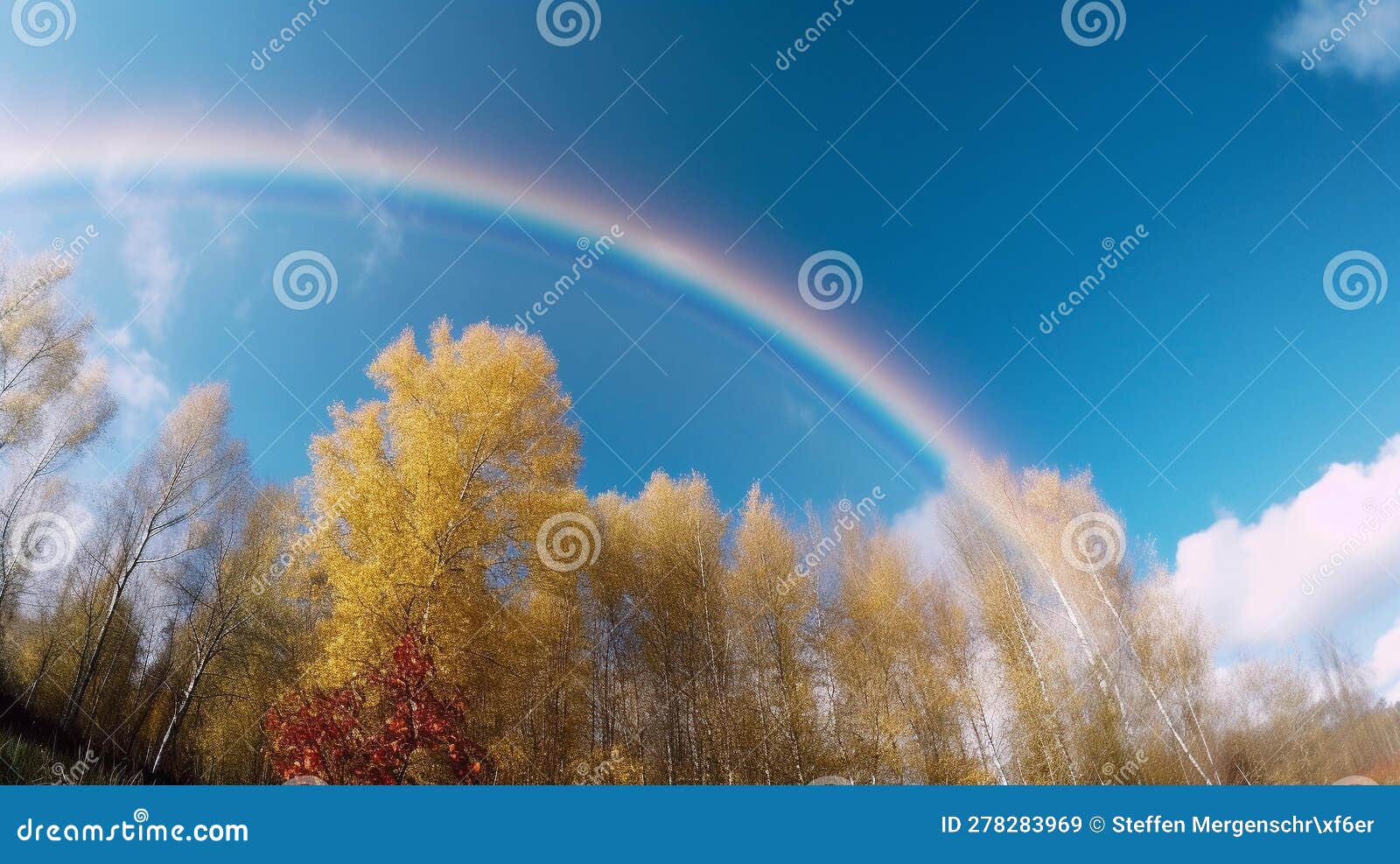 Rainbow Arching through Clear Blue Sky Stock Illustration ...