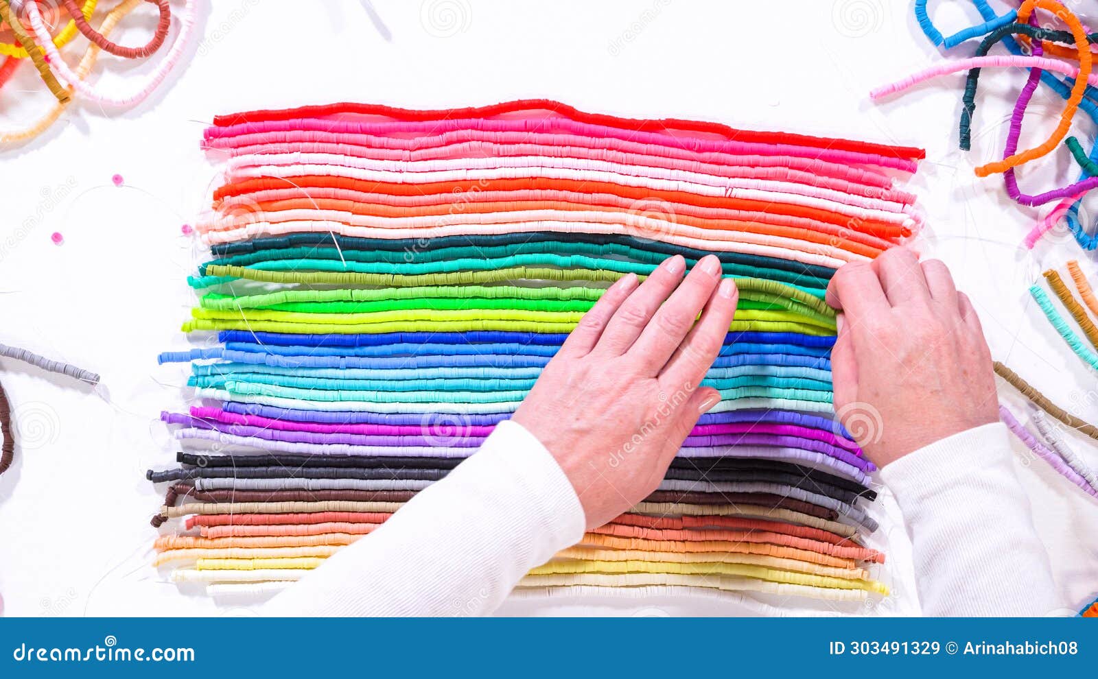 Rainbow Array of Clay Bead Strands Stock Image - Image of craft ...