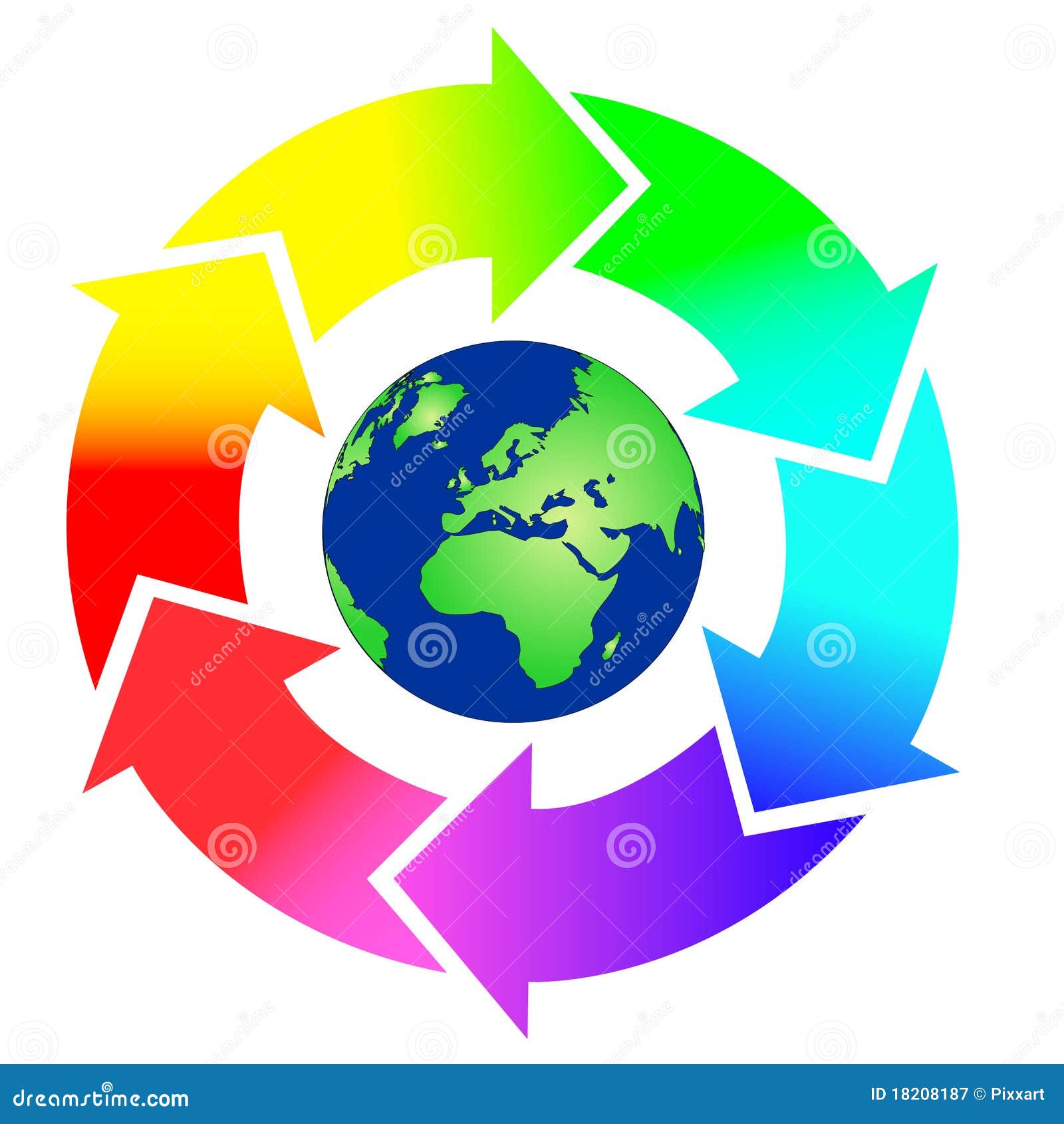 Rainbow arrows with earth stock vector. Illustration of earth - 18208187