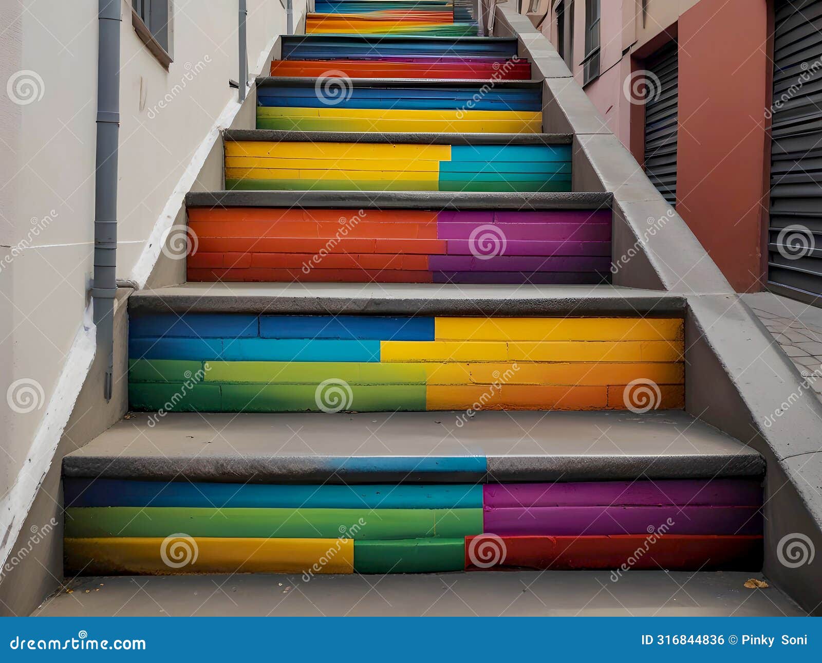Rainbow Ascent: the Stairway of Colors Stock Illustration ...
