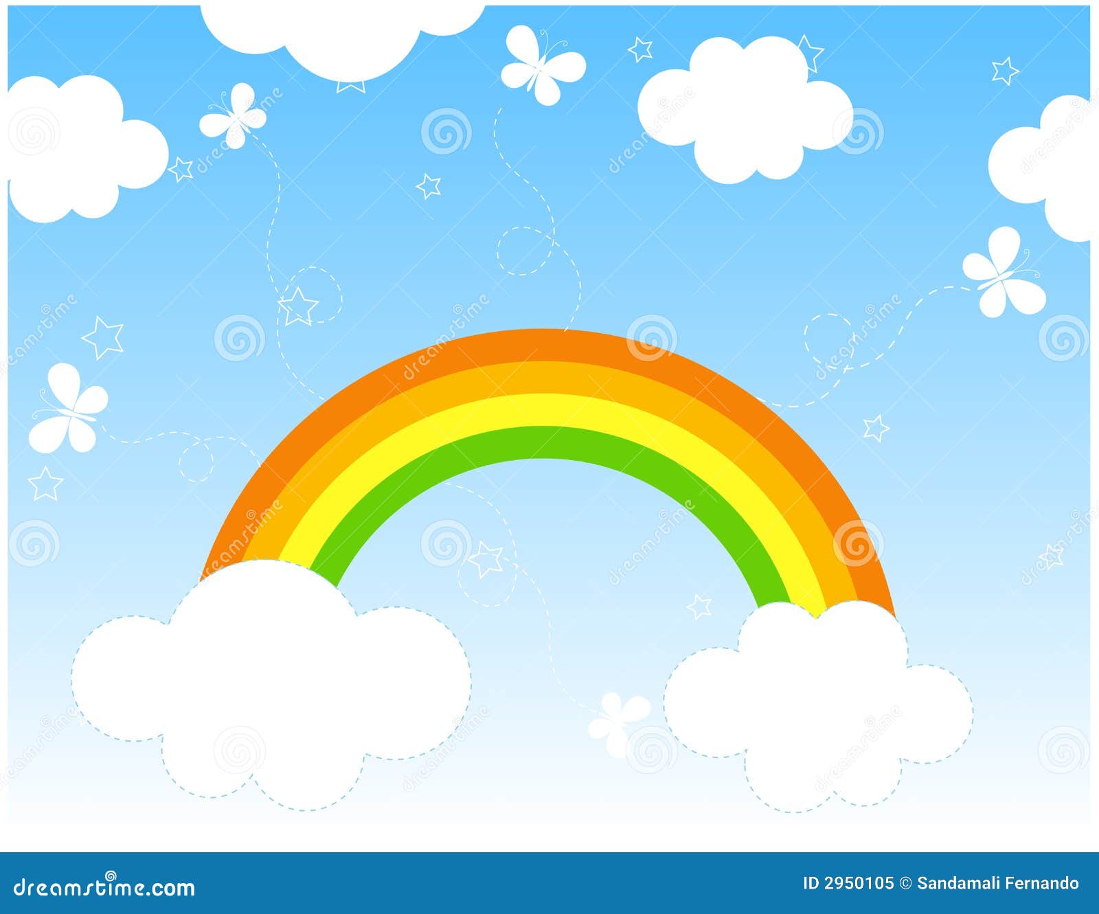 Rainbow Background / Cartoon Stock Vector - Illustration of butterflies ...