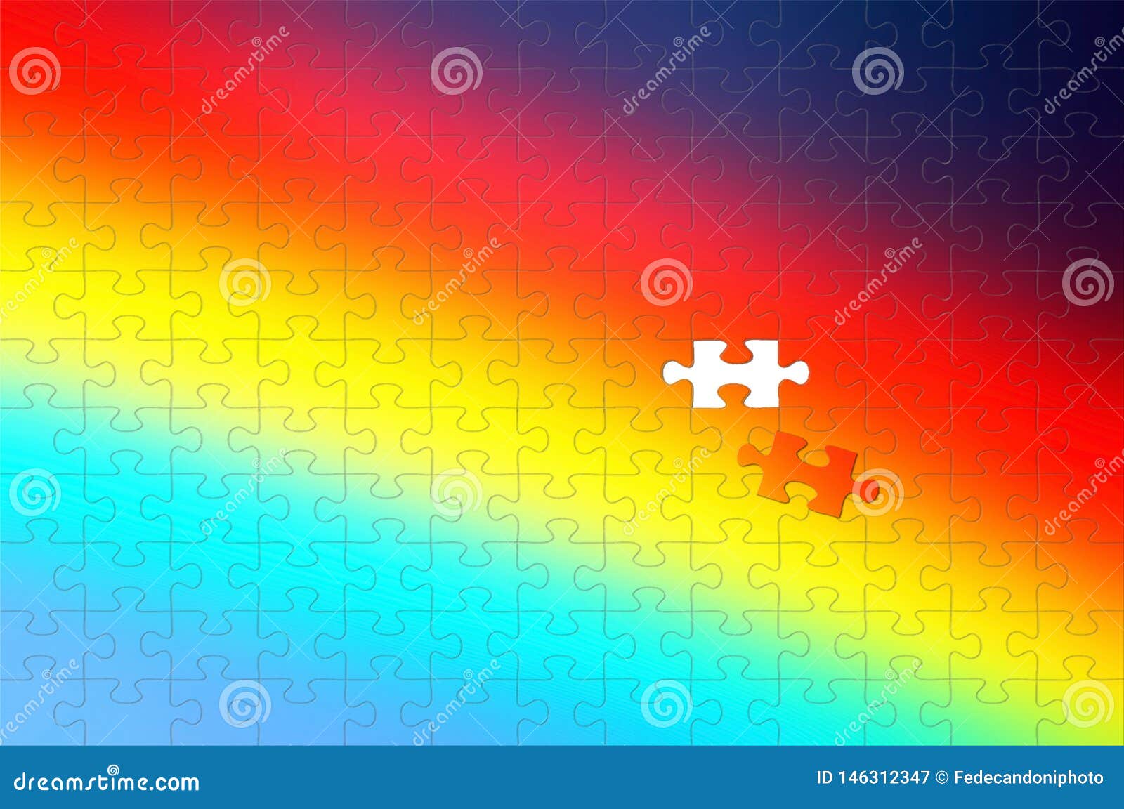 Rainbow Background of a Puzzle with One Pieces Stock Illustration ...